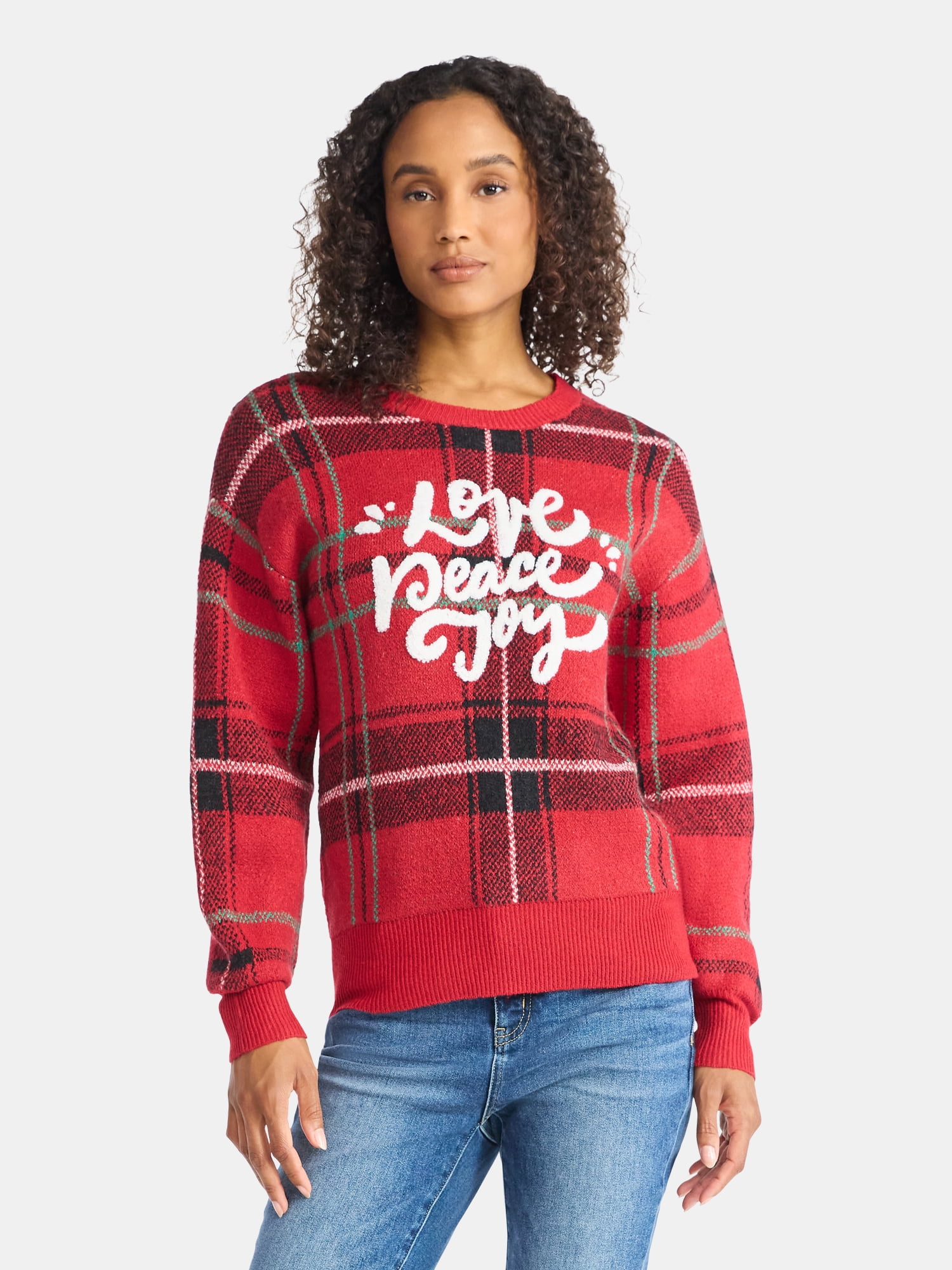 Holiday Time Women's and Women's Plus Pretty Christmas Sweater, Sizes ...