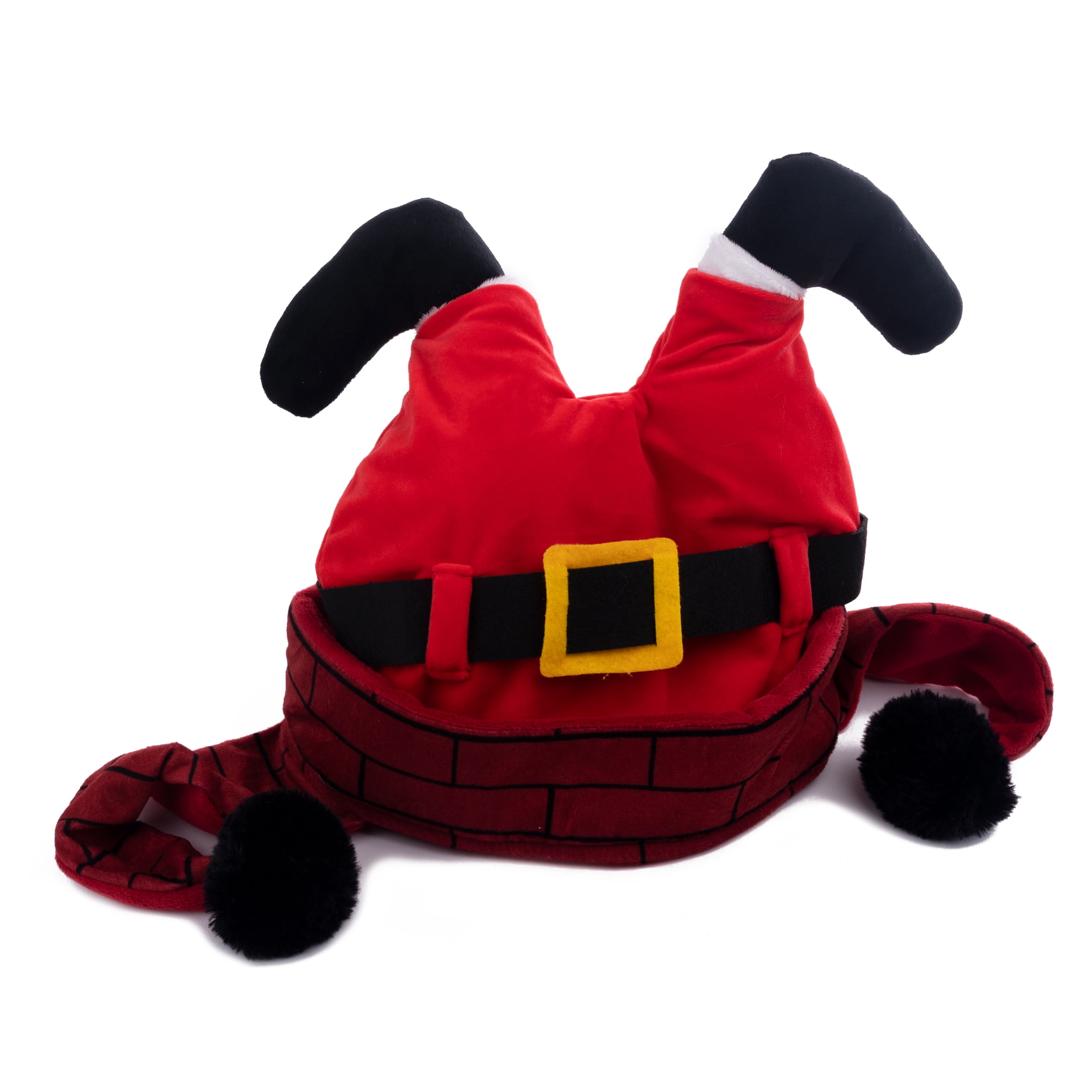 Holiday Time Red Buckle Santa Chimney Christmas Plush Dangle Hat ...