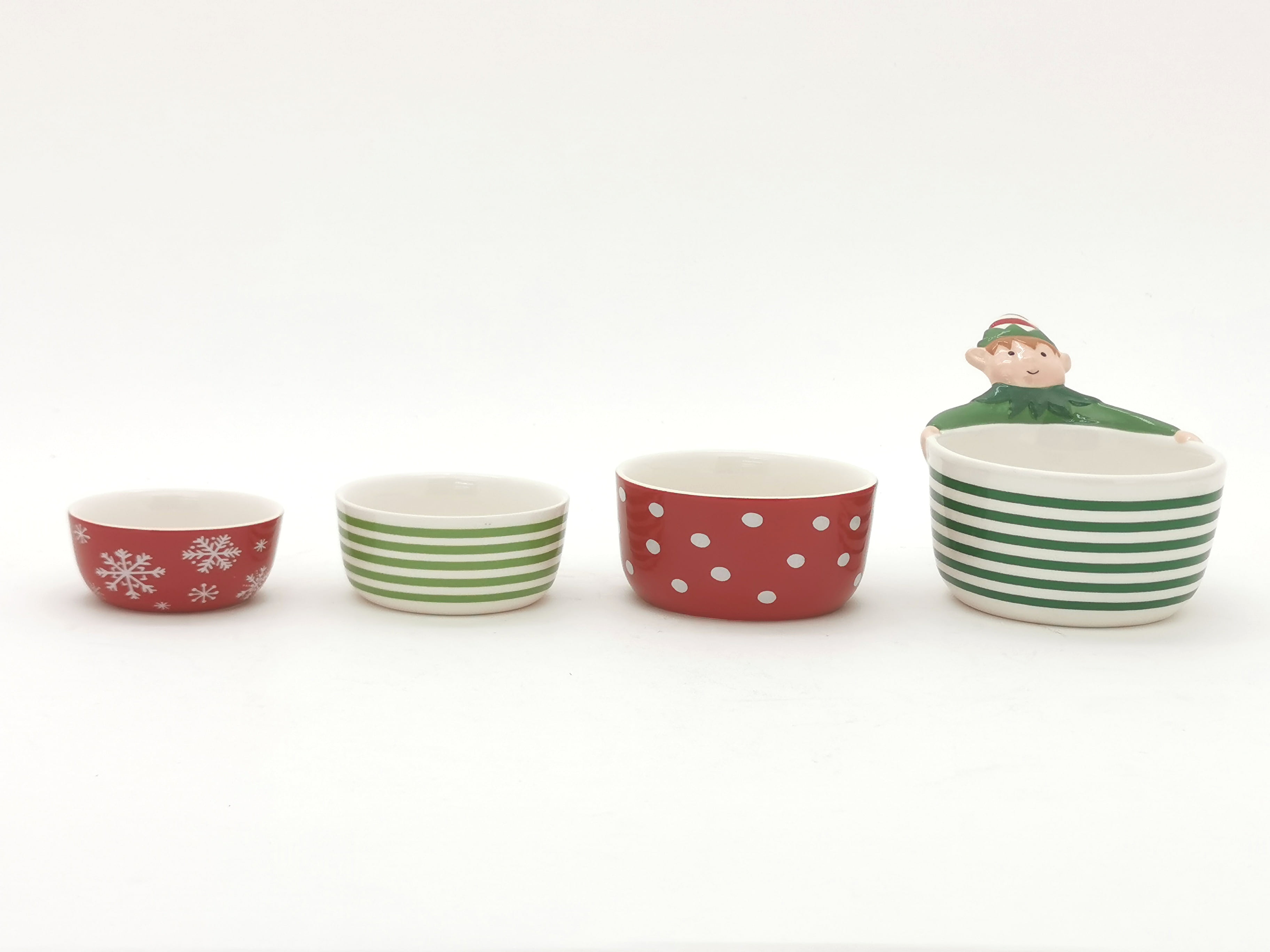 Holiday Time Christmas Elf Measuring Cup Set, Stoneware Ceramic, Hand ...