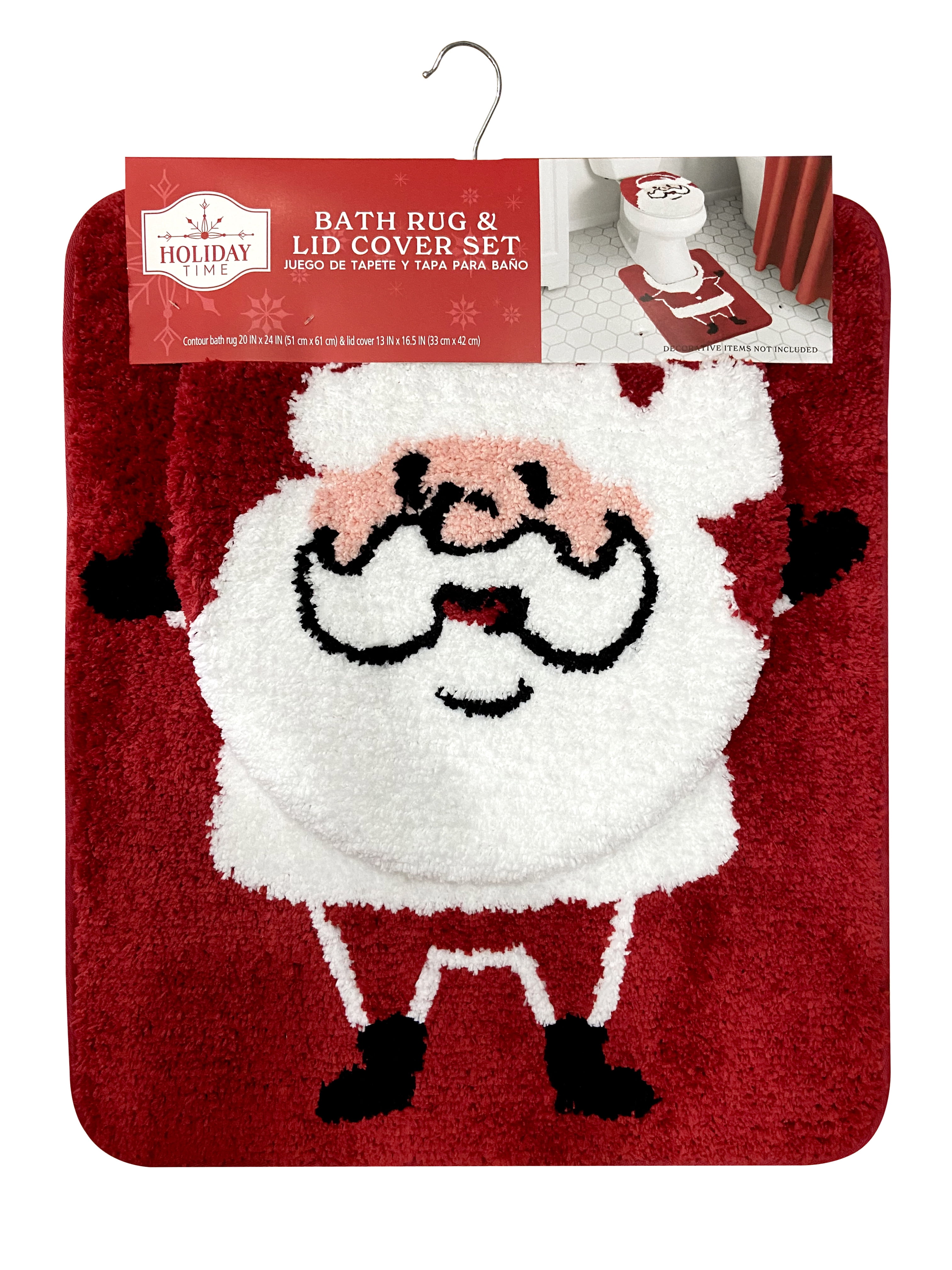 Holiday Time Santa 2-Piece Polyester Bath Rug Set w/ Contour Rug ...