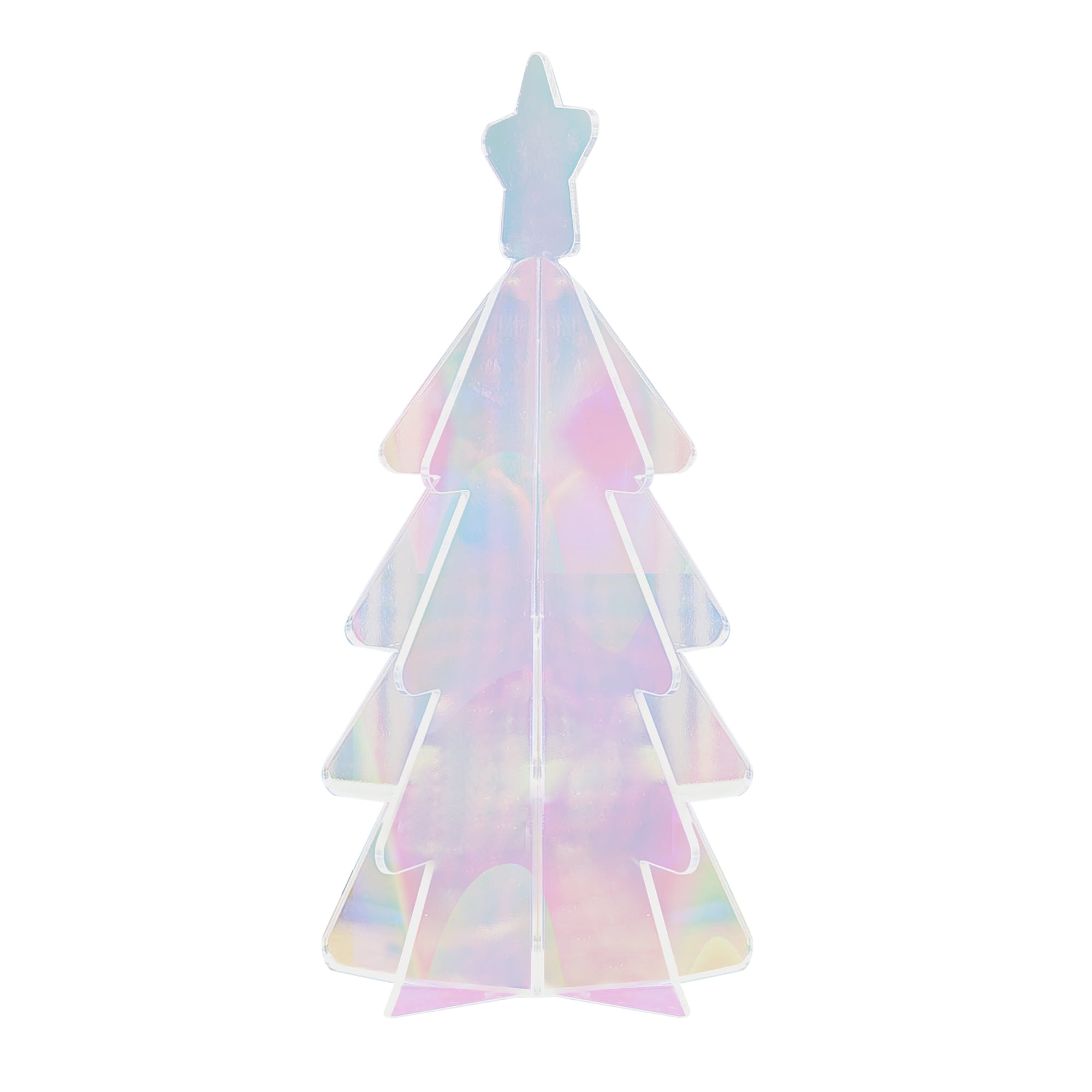 Holiday Time Slotted Decor Tree Set, Iridescent Acrylic Christmas Tree ...