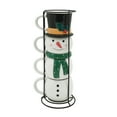 Holiday Time Snowman Stackable Stoneware Mug with Metal Rack Set ...