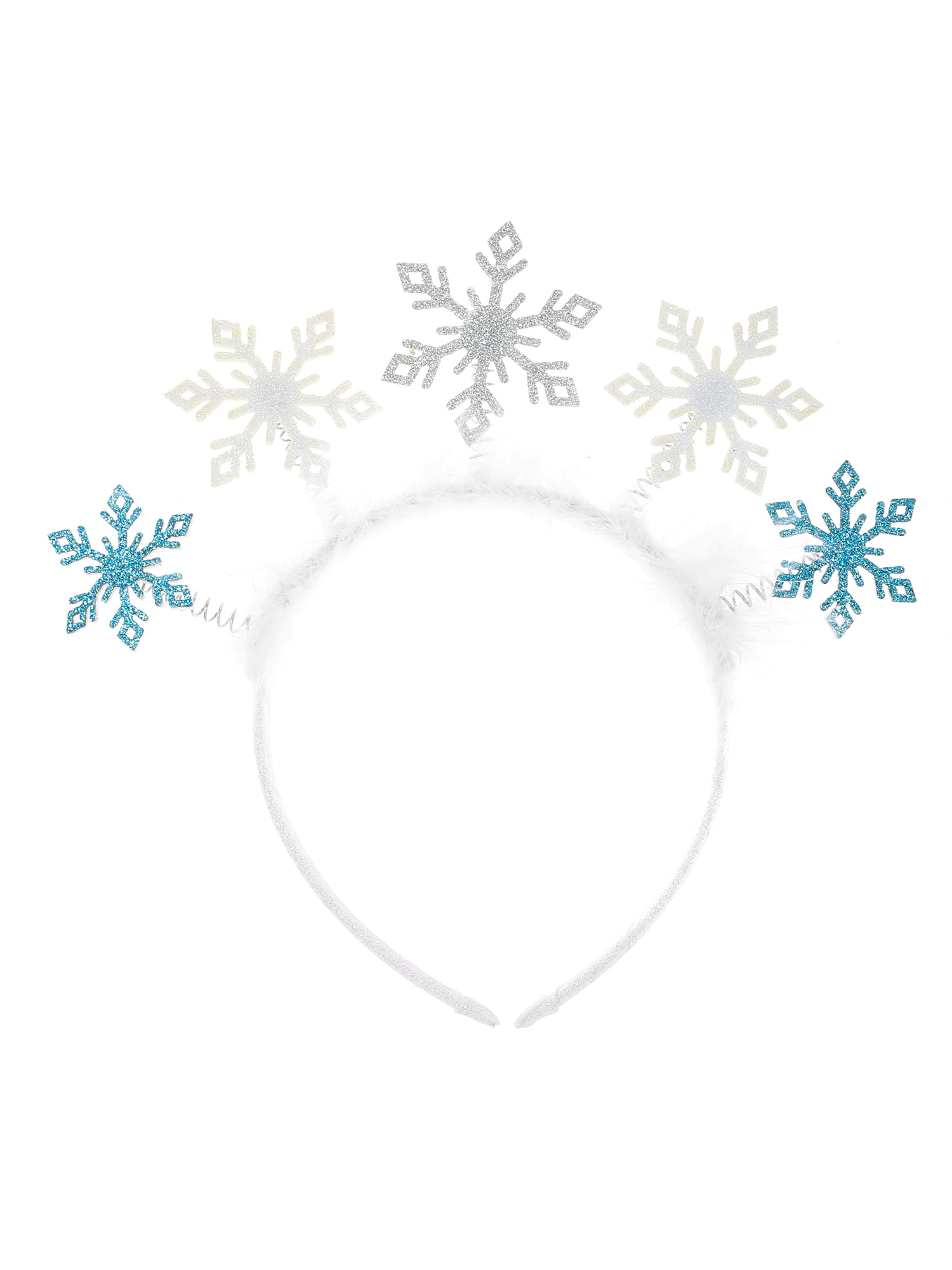 Holiday Time Sparkly Snowflake Headband with Faux Fur for Women and ...