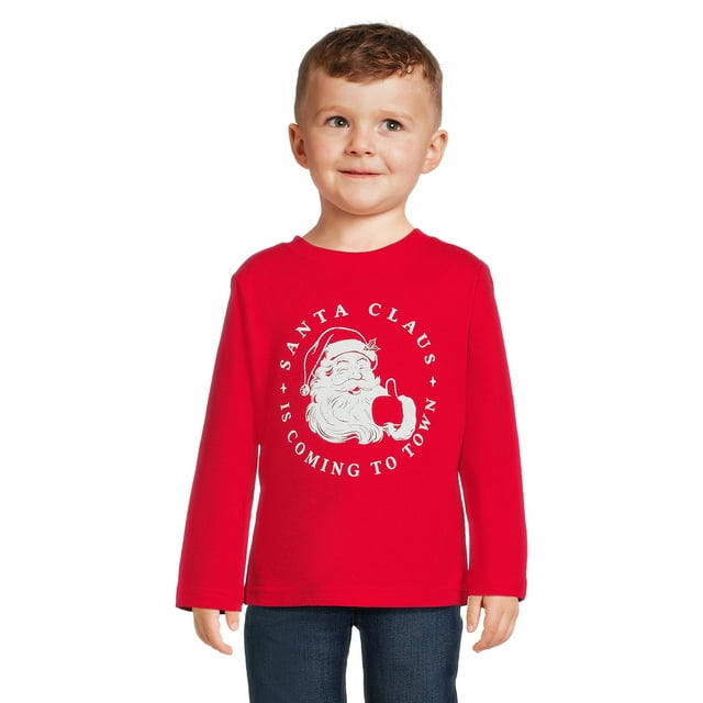 Holiday Time Toddler Boy Christmas Long Sleeve T-Shirt, Sizes 12M-5T ...