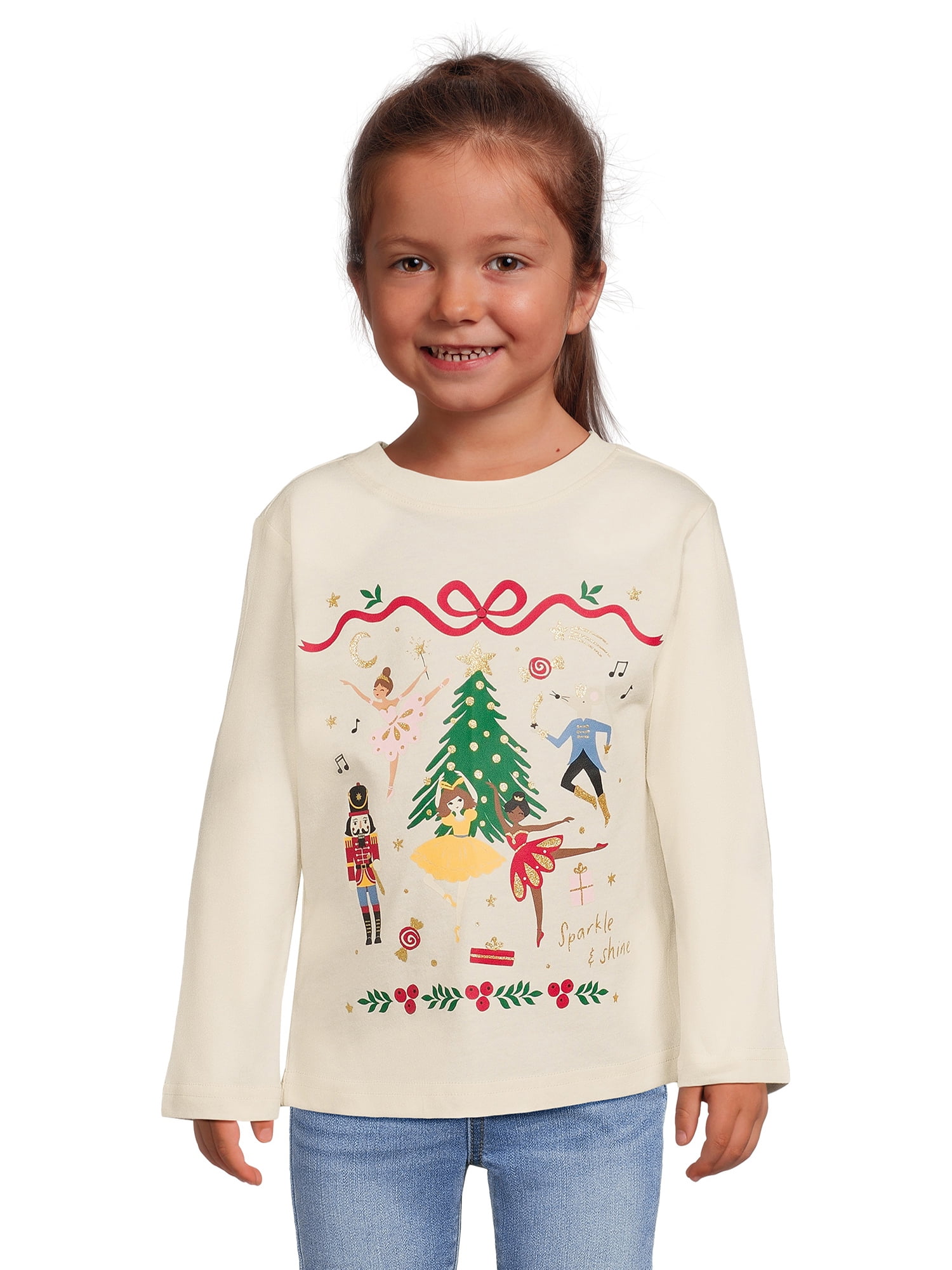 Holiday Time Toddler Christmas Long Sleeve T-Shirt, Sizes 12M-5T ...