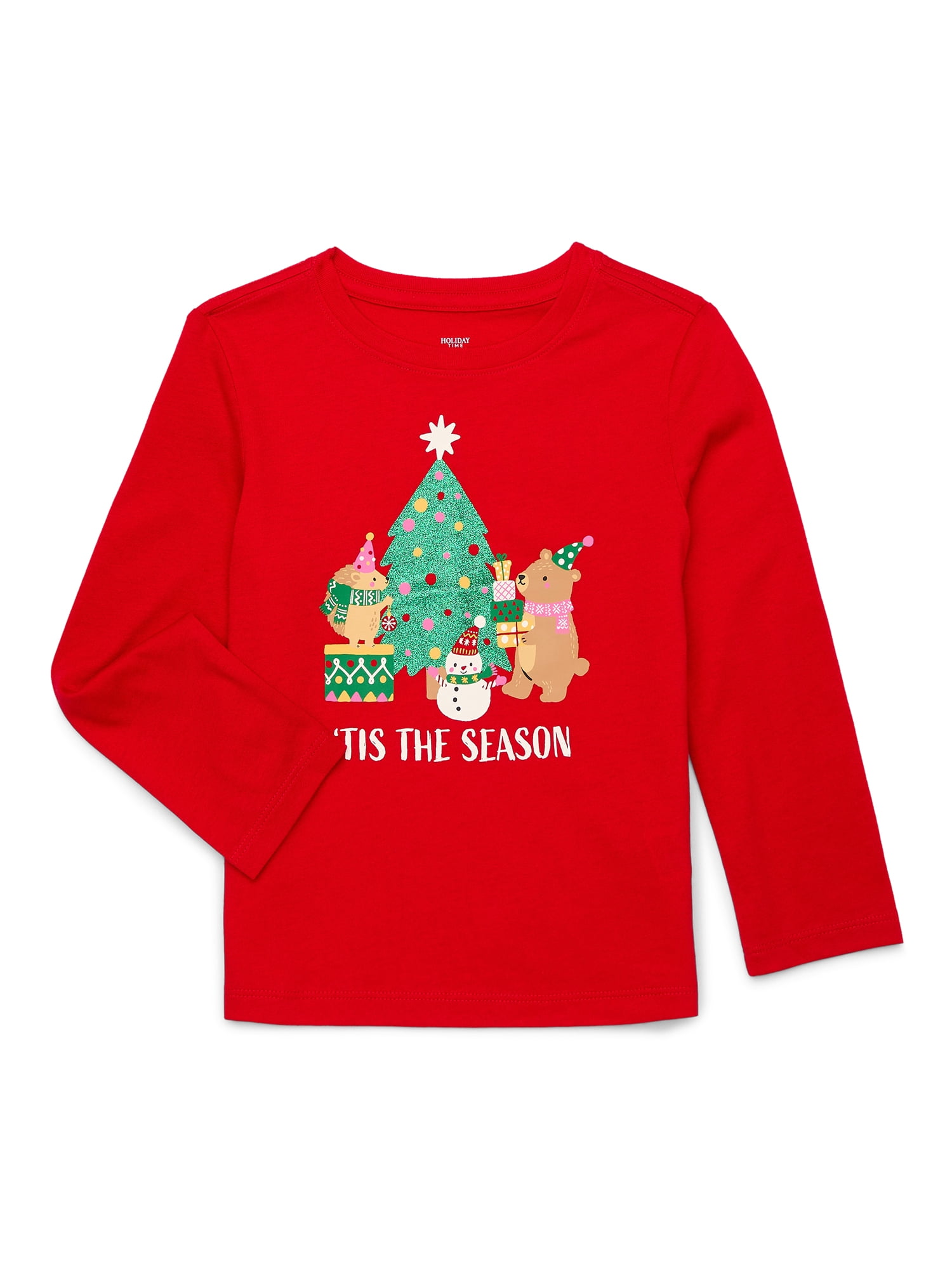 Holiday Time Christmas Toddler Graphic Tee with Long Sleeves, Sizes 12M ...
