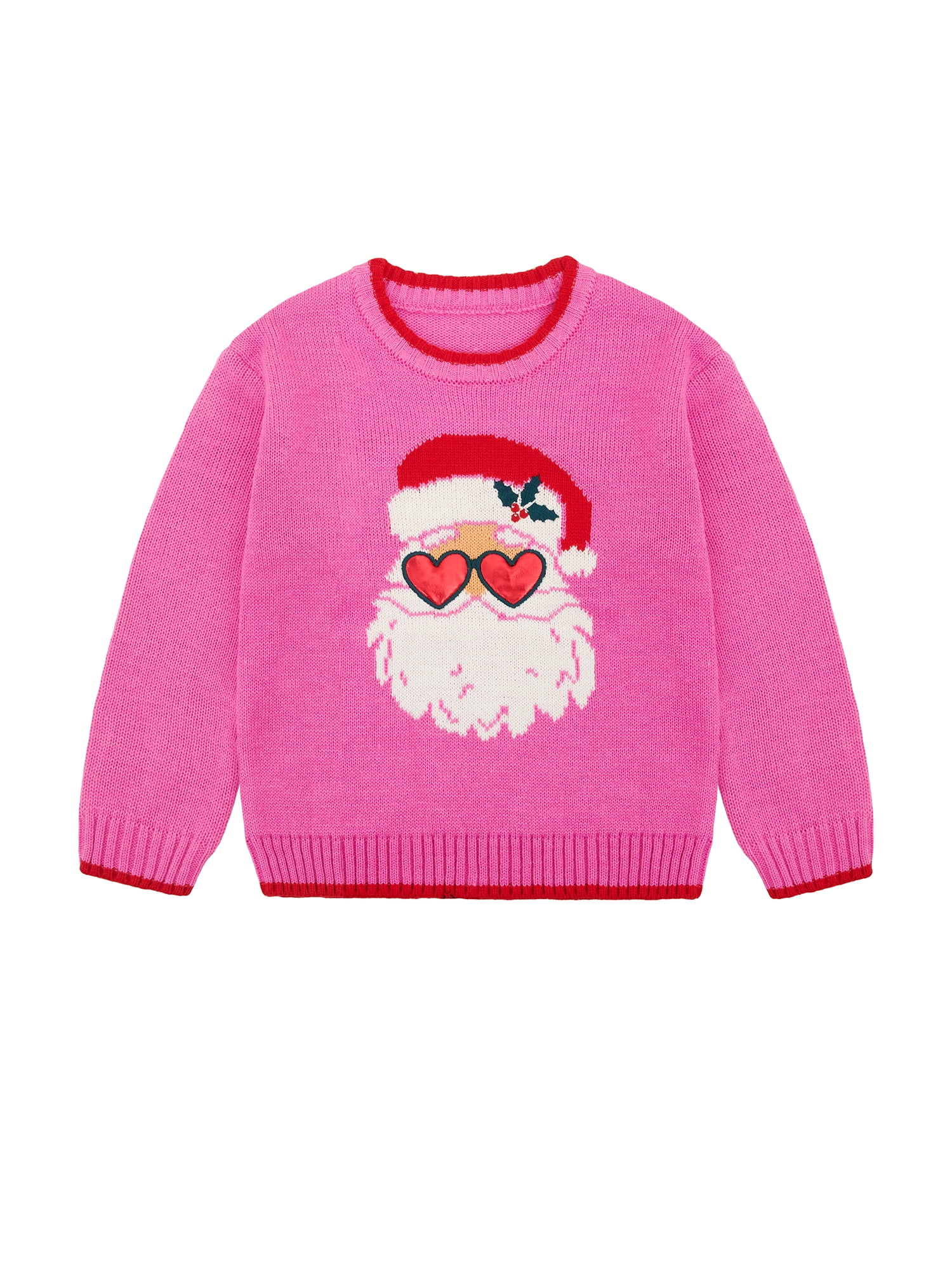 Holiday Time Toddler Girls Santa Christmas Sweater, Sizes 12M-5T ...