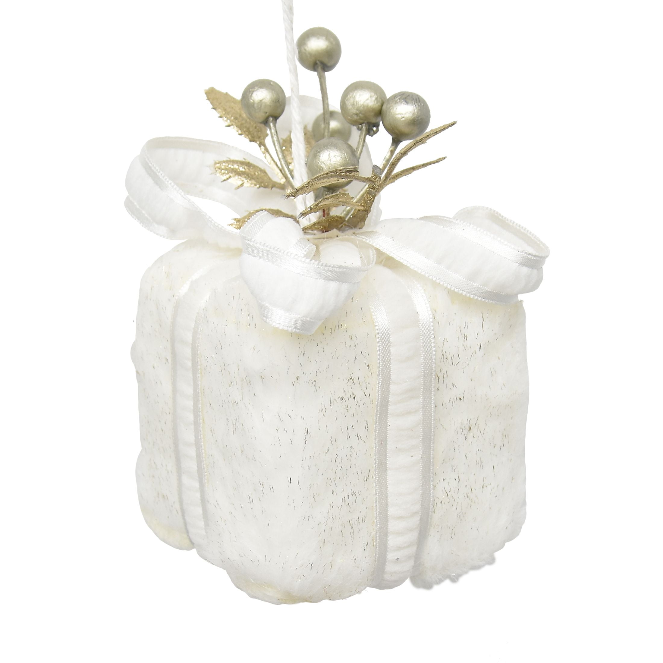 Holiday Time White Fur Gift Box Ornament - Walmart.com
