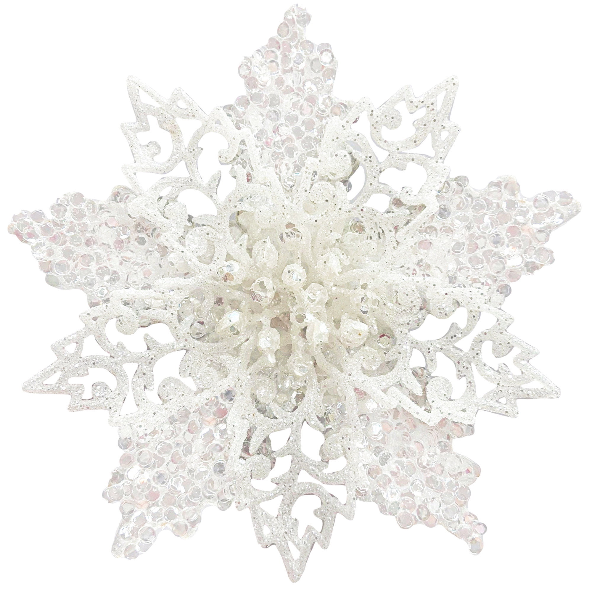 White Filigree Poinsettia Christmas Clip Ornament, 2 in, by Holiday ...