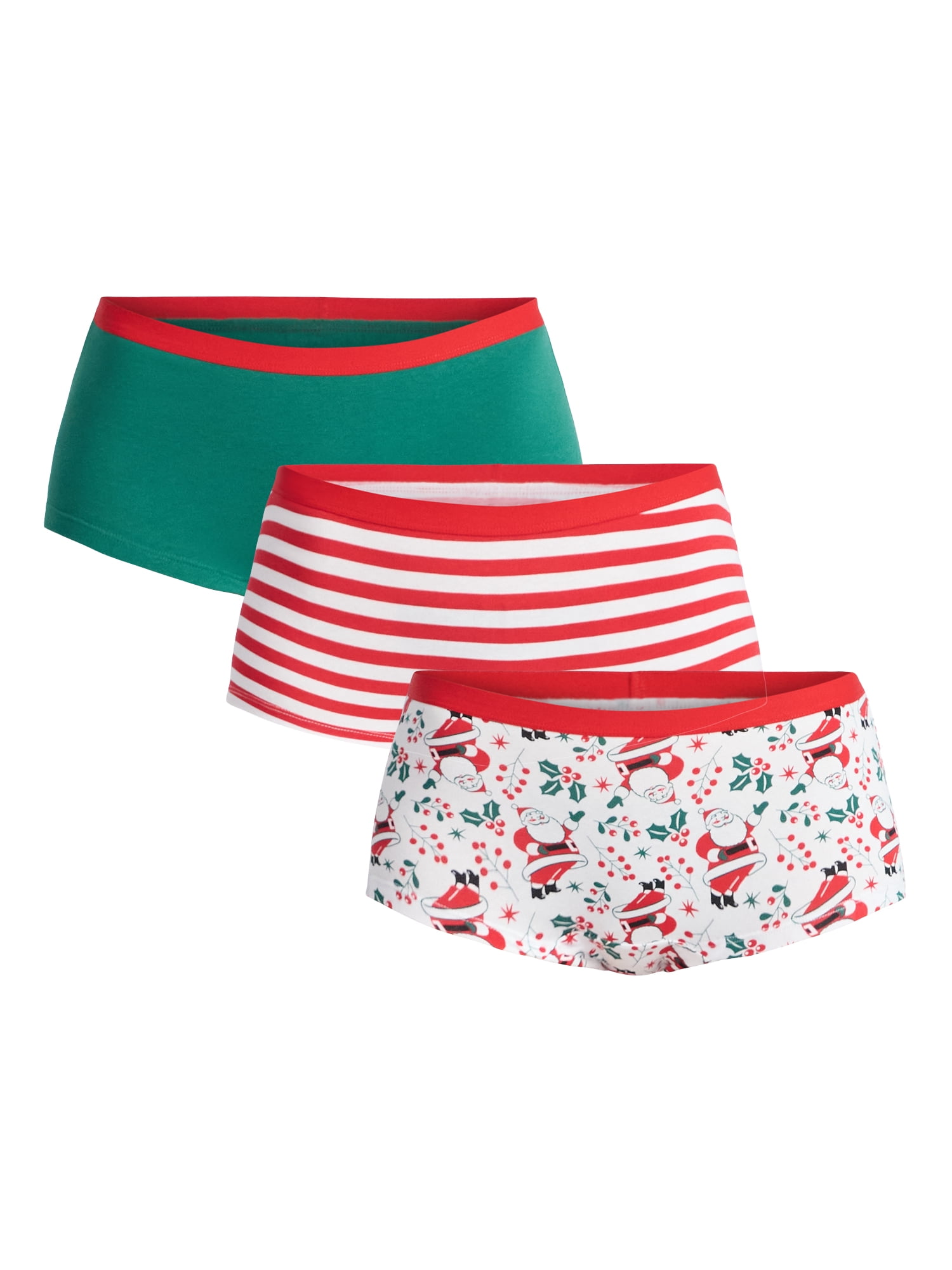 Holiday Time Women's Christmas Boyshort Panties, 3-Pack, Sizes S-XXL ...