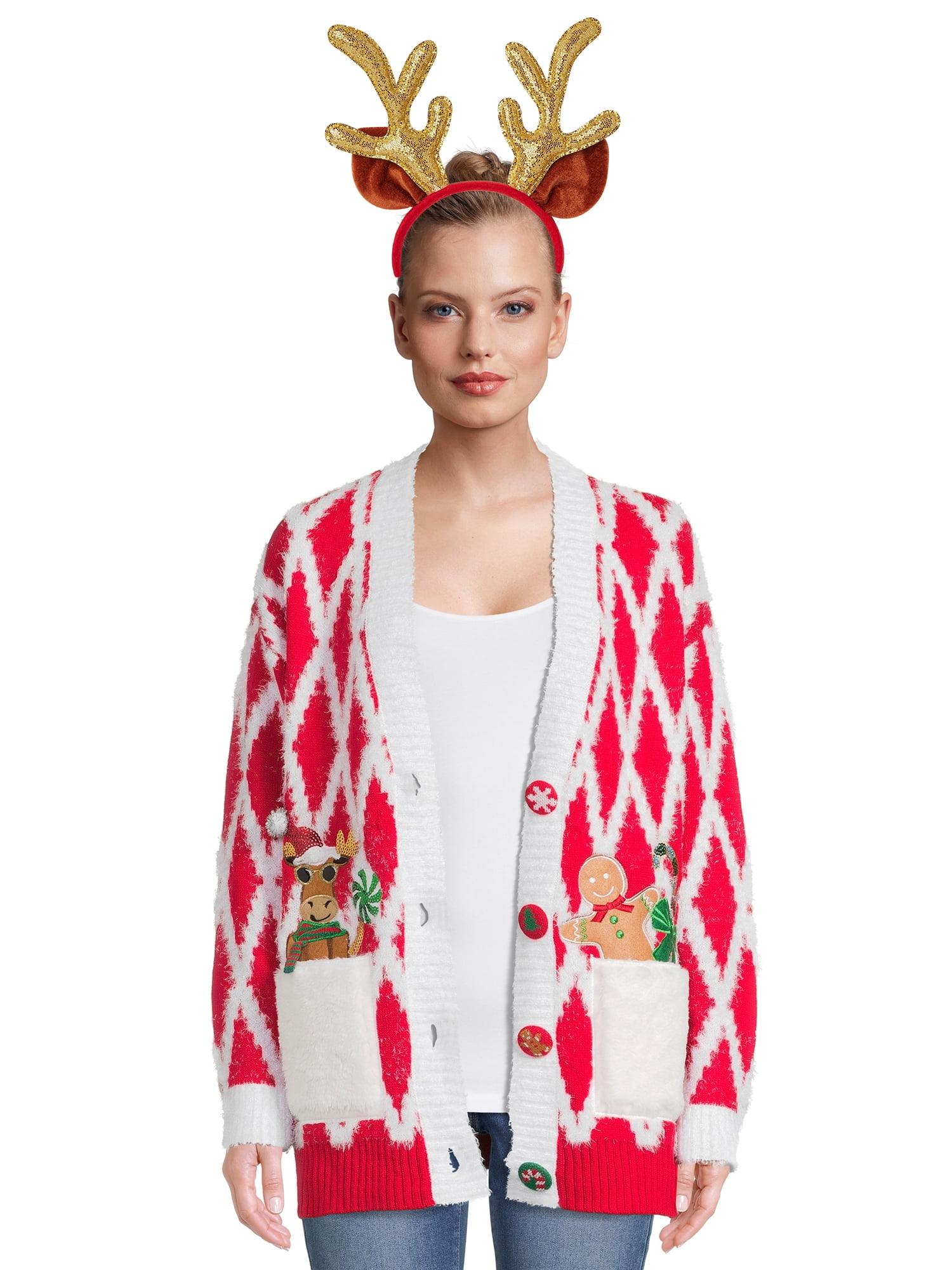 Holiday Time Women's Christmas Boyfriend Cardigan - Walmart.com