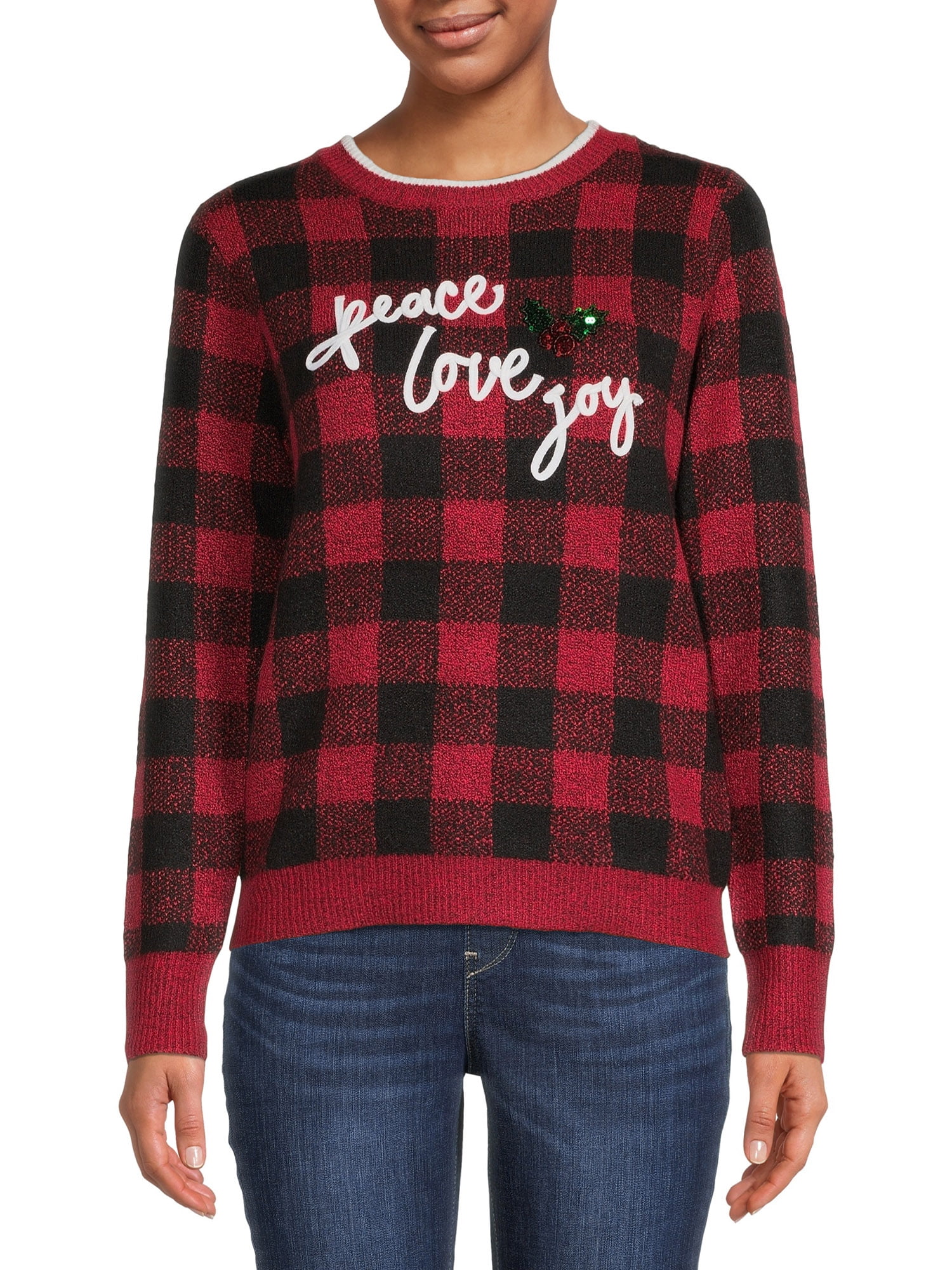 Holiday Time Women's Crewneck Holiday Sweater - Walmart.com