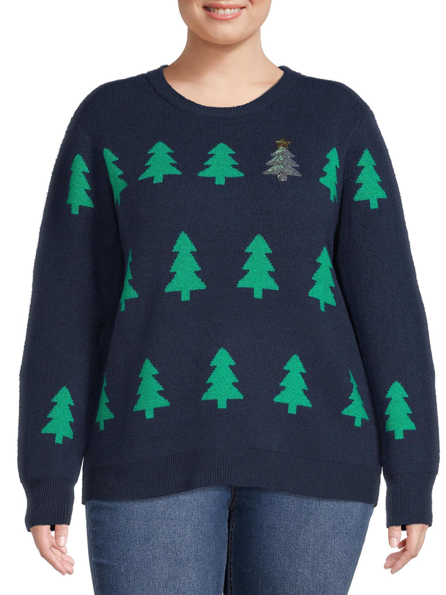 Holiday Time Women's Crewneck Holiday Sweater - Walmart.com