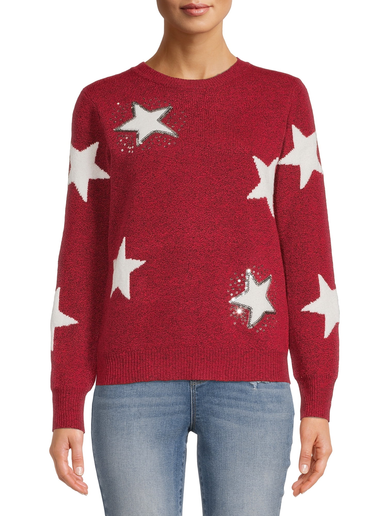 Holiday Time Women's Crewneck Holiday Sweater - Walmart.com