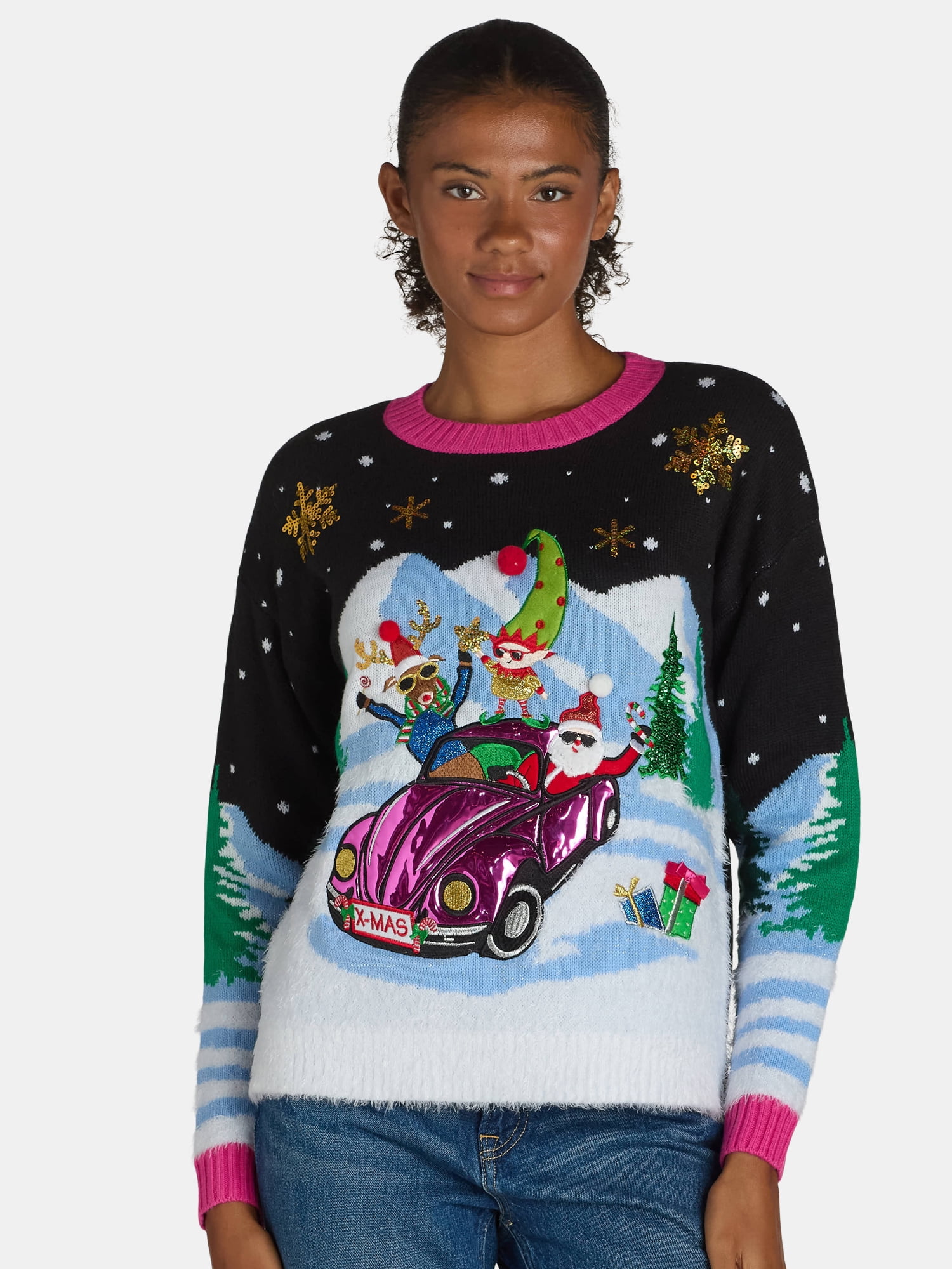 Holiday Time Embellished Sweater, Women’s, Sizes XS-3X - Walmart.com