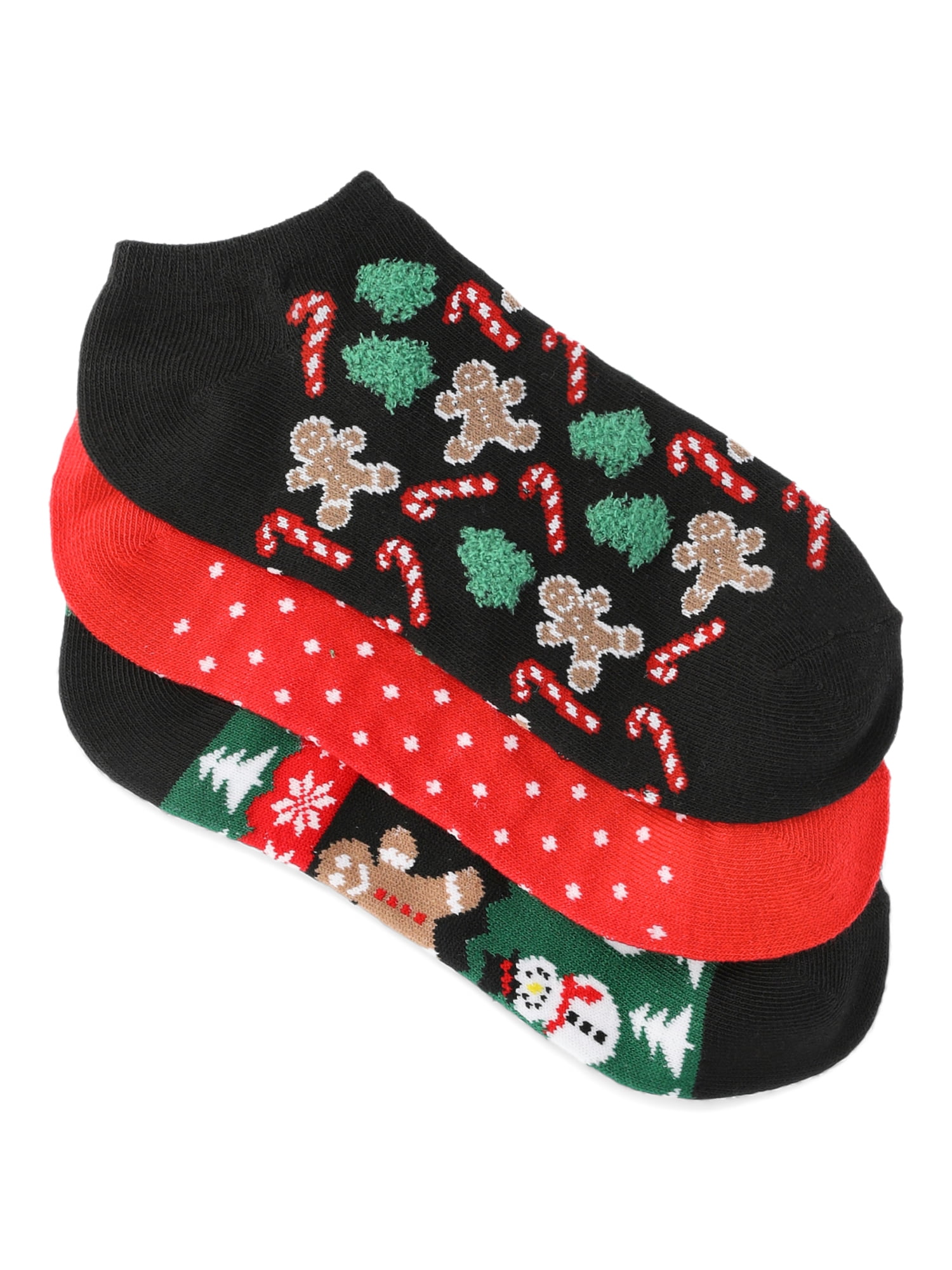 Holiday Time Women's Gingerbread No-Show Socks, 3-Pack, Size 4-10 ...