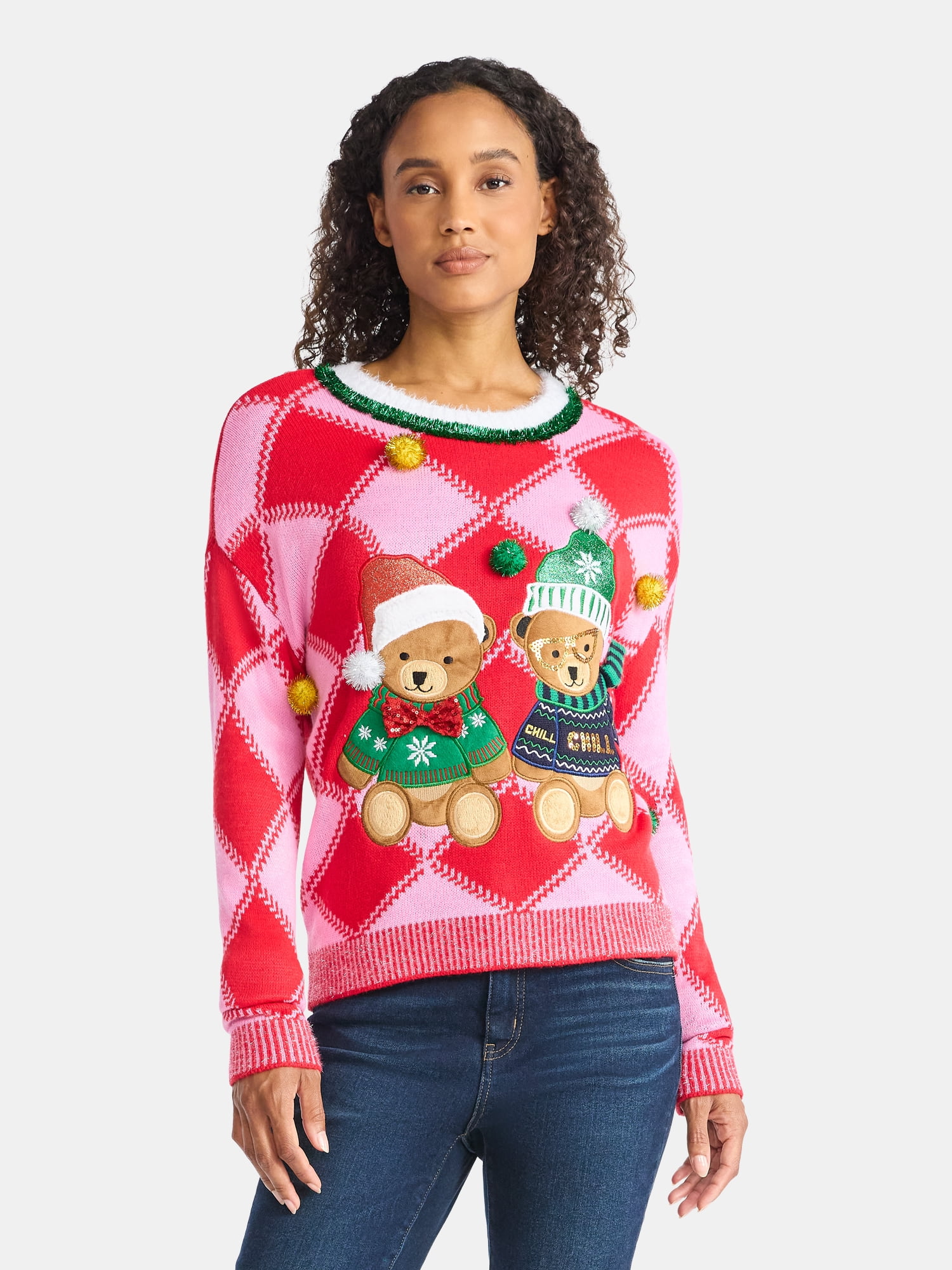 Holiday Time Women's Embellished Pullover Christmas Sweater, Midweight ...