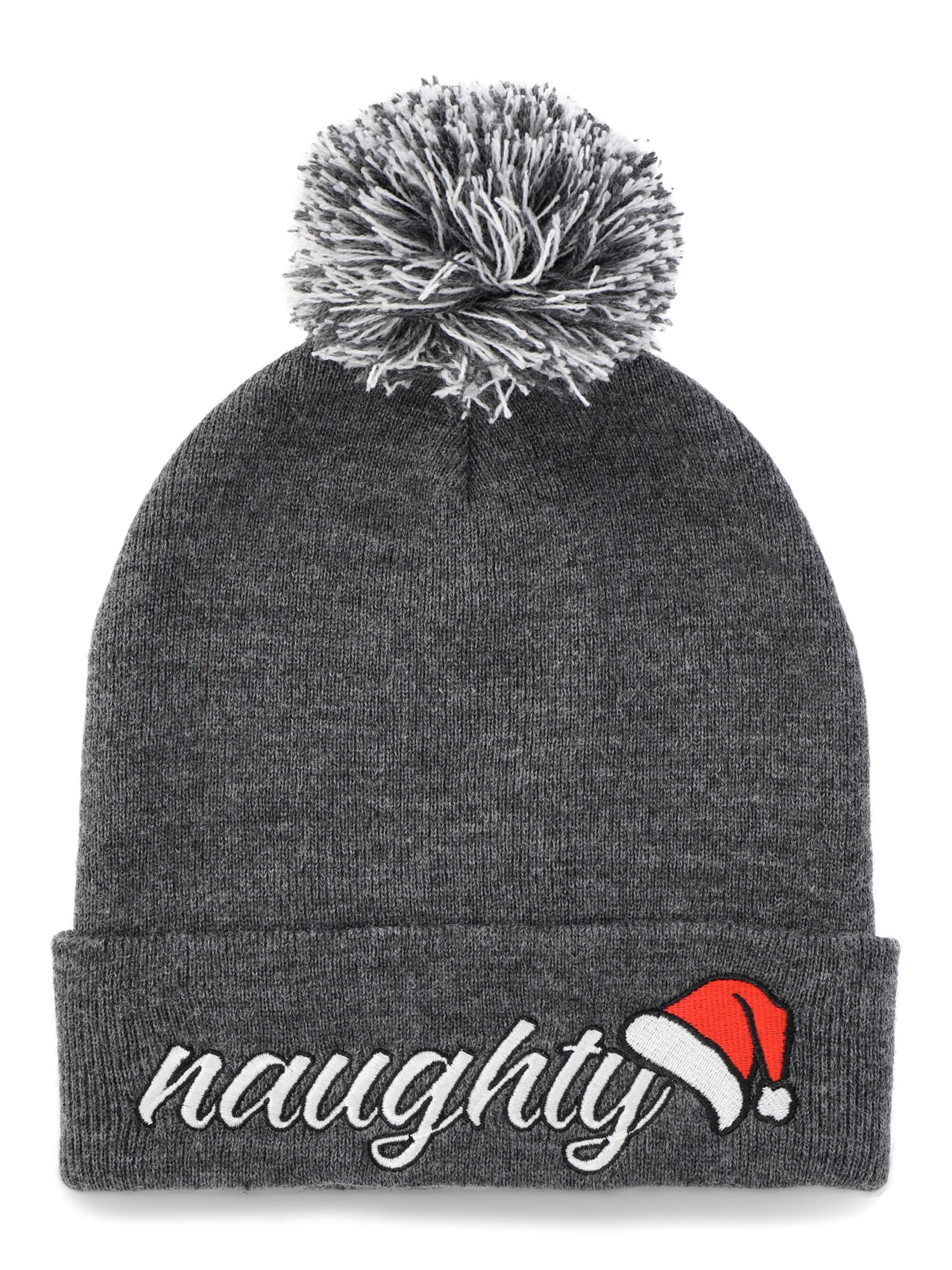 women's Naughty or Nice Hat - Festive Winter Beanie - Walmart.com