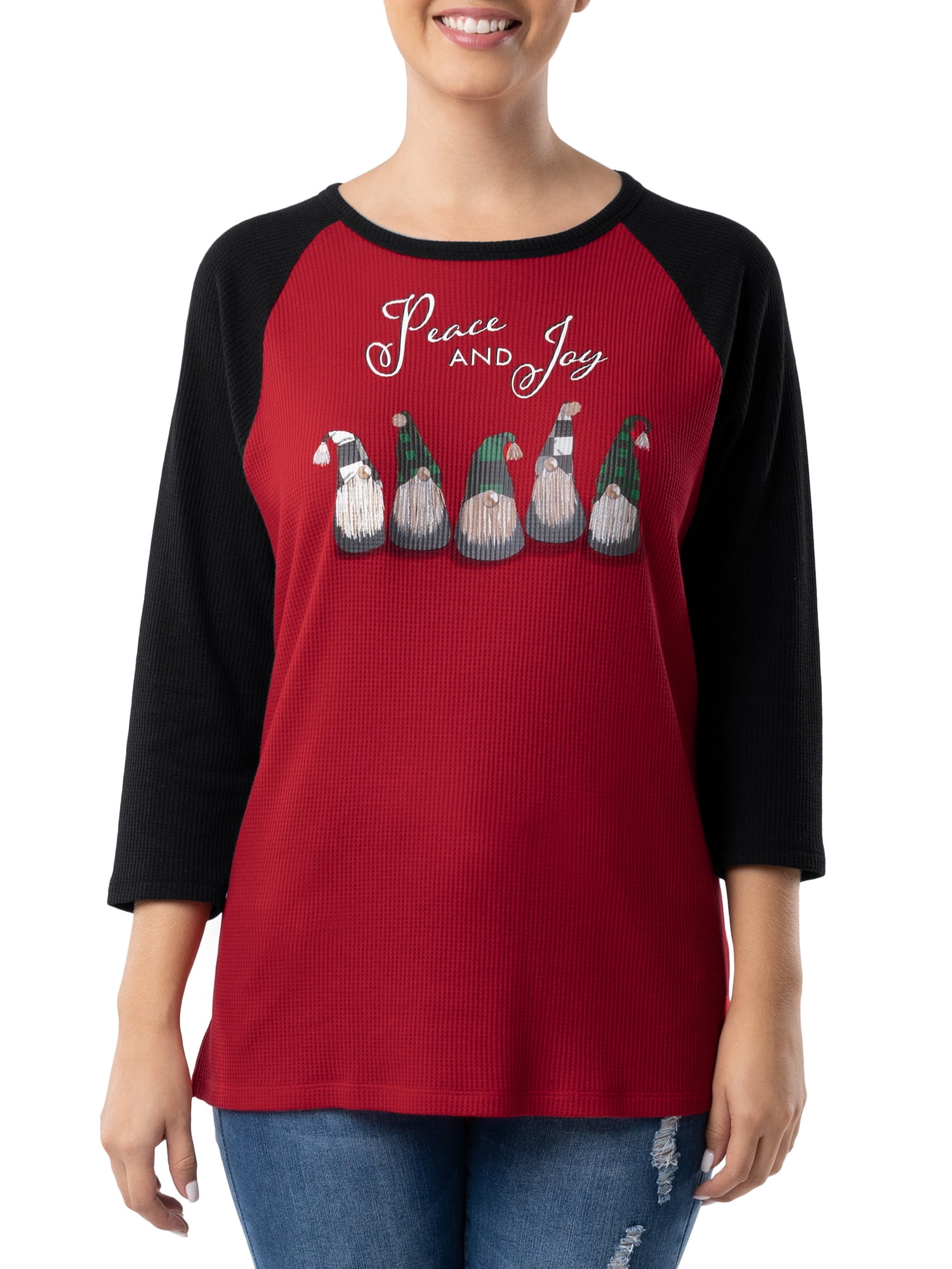 Holiday Time Women's and Women's Plus Christmas Raglan Long Sleeve ...