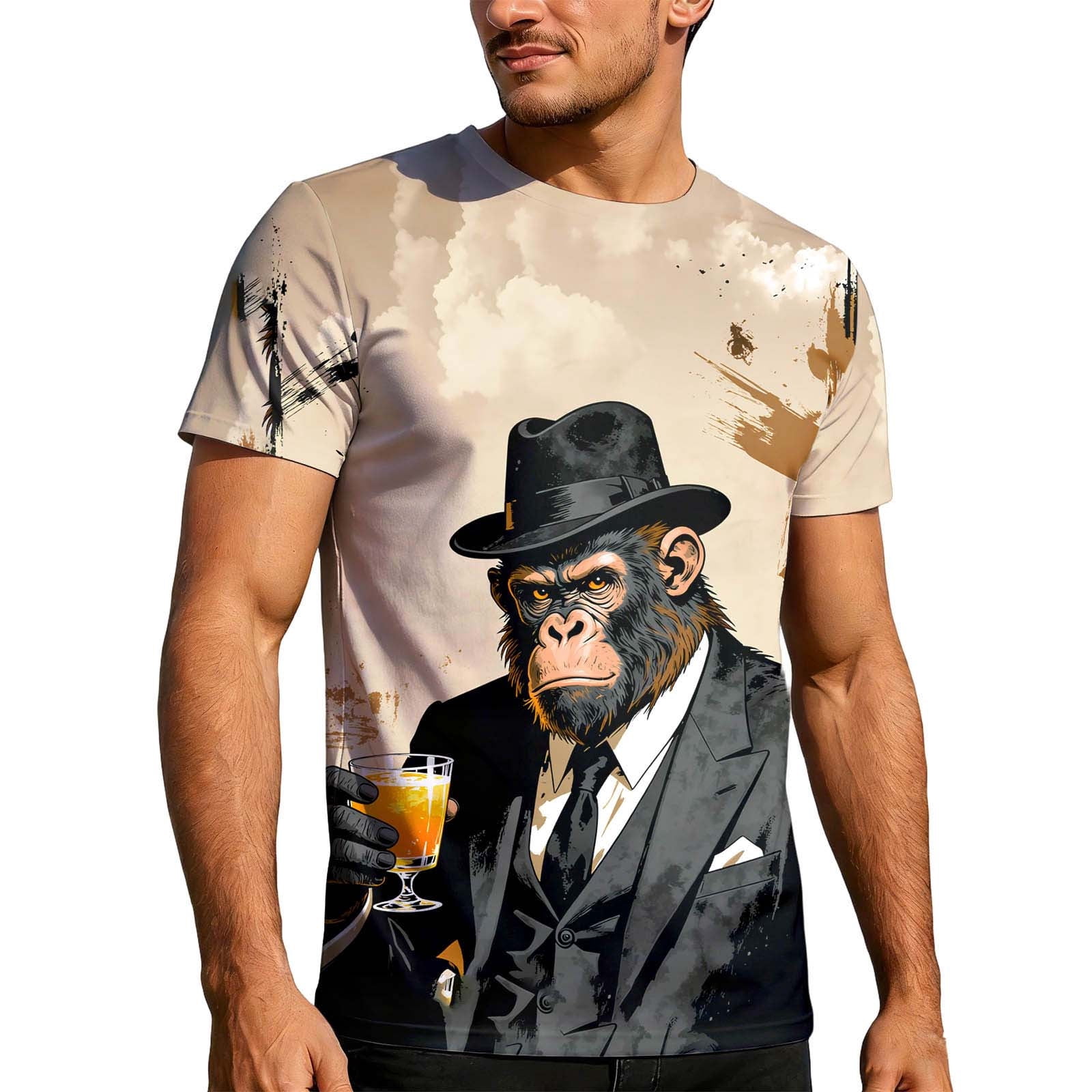 Holiday Top for Men Style Printed Short Sleeved Suitable Parties ...