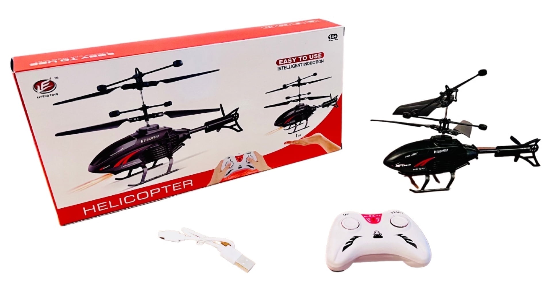 Induction-Powered Remote Control Helicopter Holiday Toy with LED Light ...