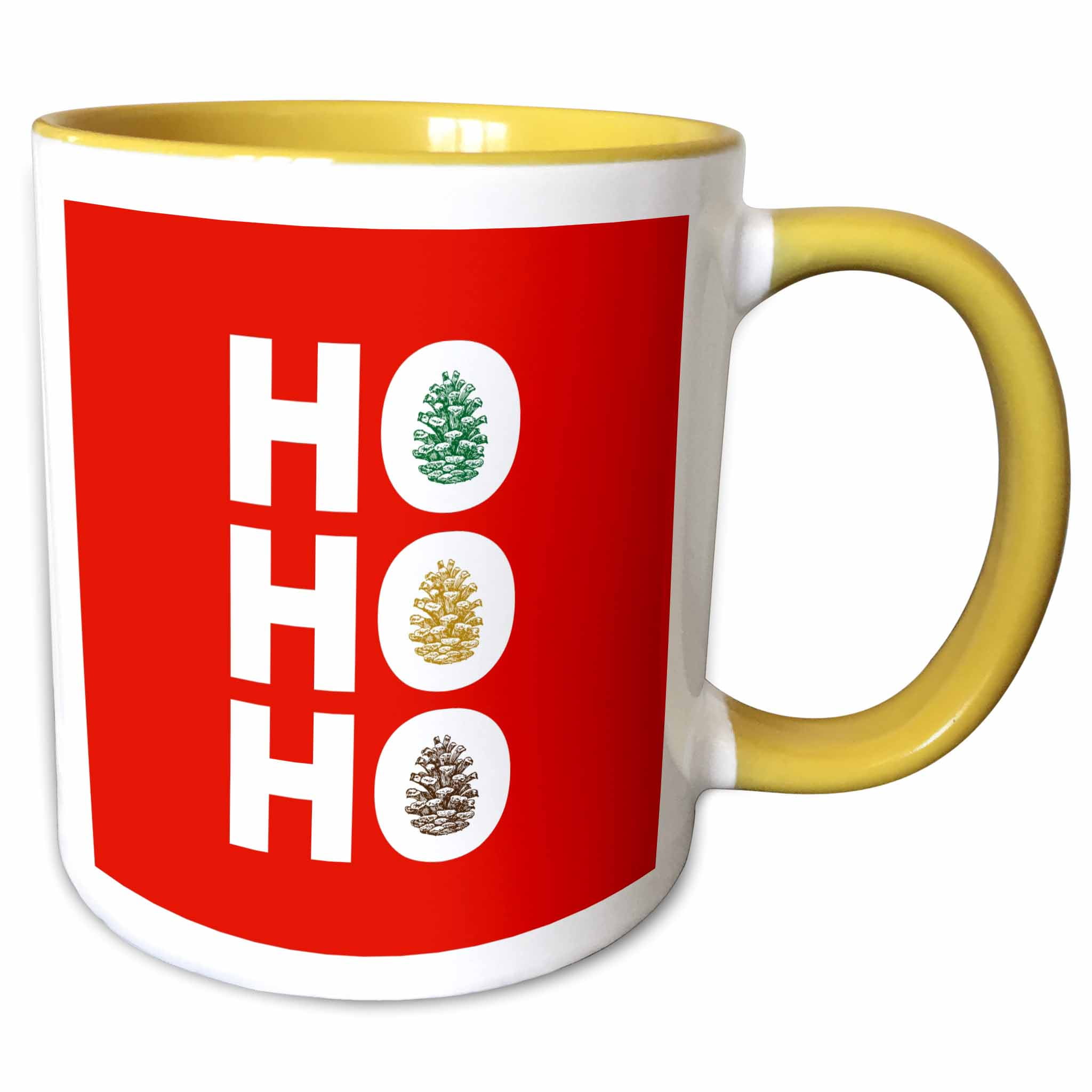 3drose, Holiday Typography Design- Ho Ho Ho with Pinecone Detail, 11oz ...
