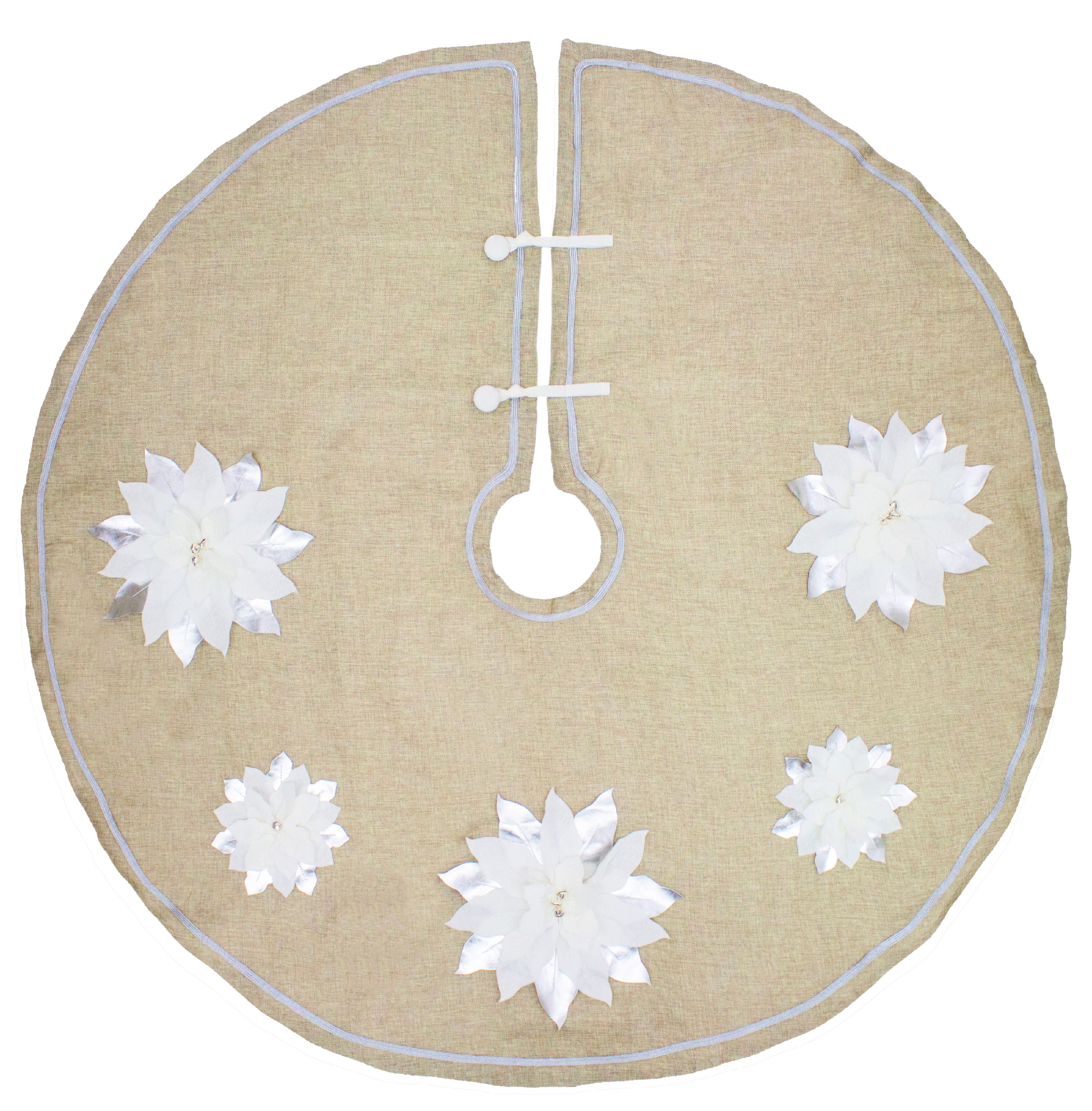 Holiday Unique 3D Poinsettia Christmas Decorative Tree Skirt 53" Round ...