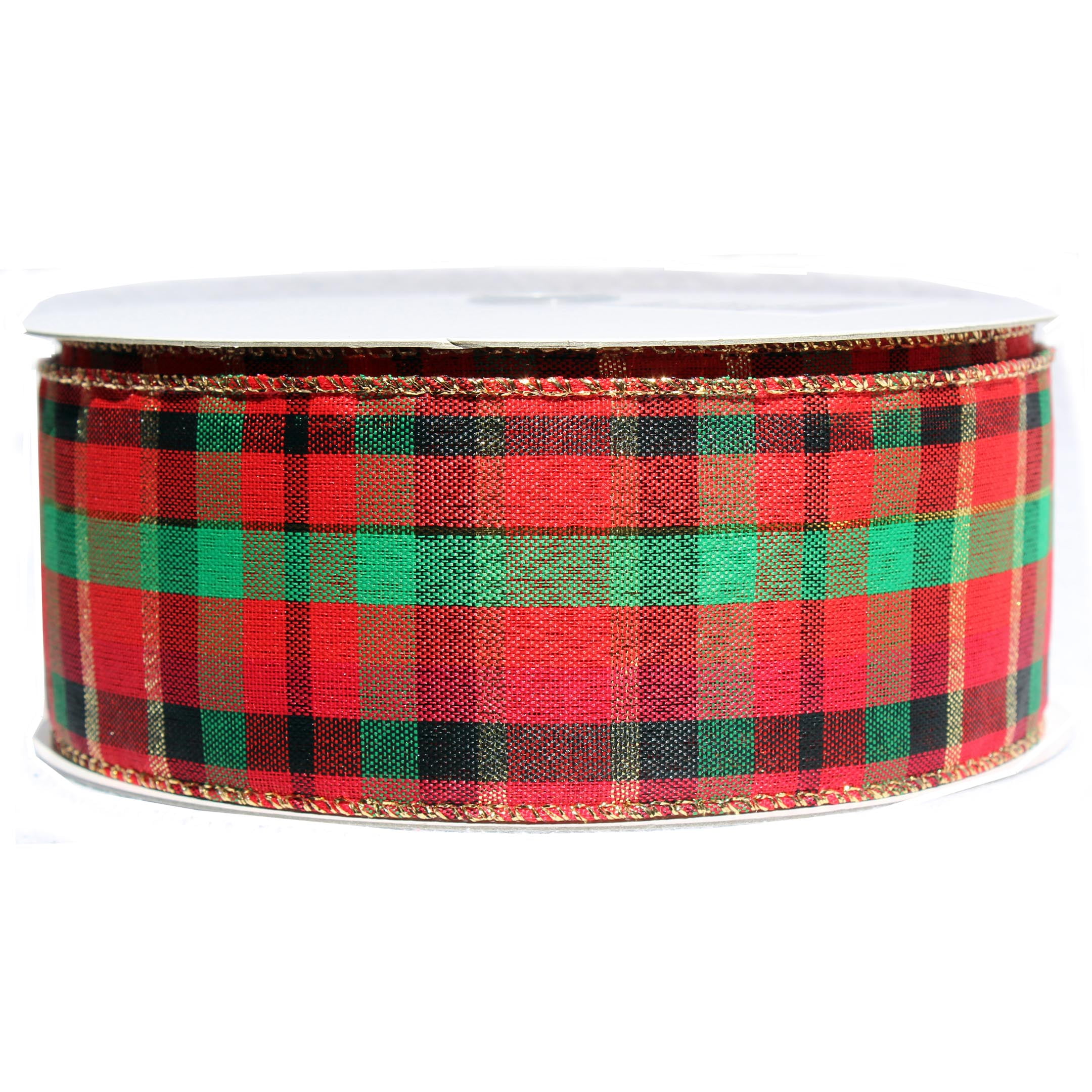 Holiday Wired Christmas Tree Ribbon - 2 1/2" x 50 Yards, Green & Red ...