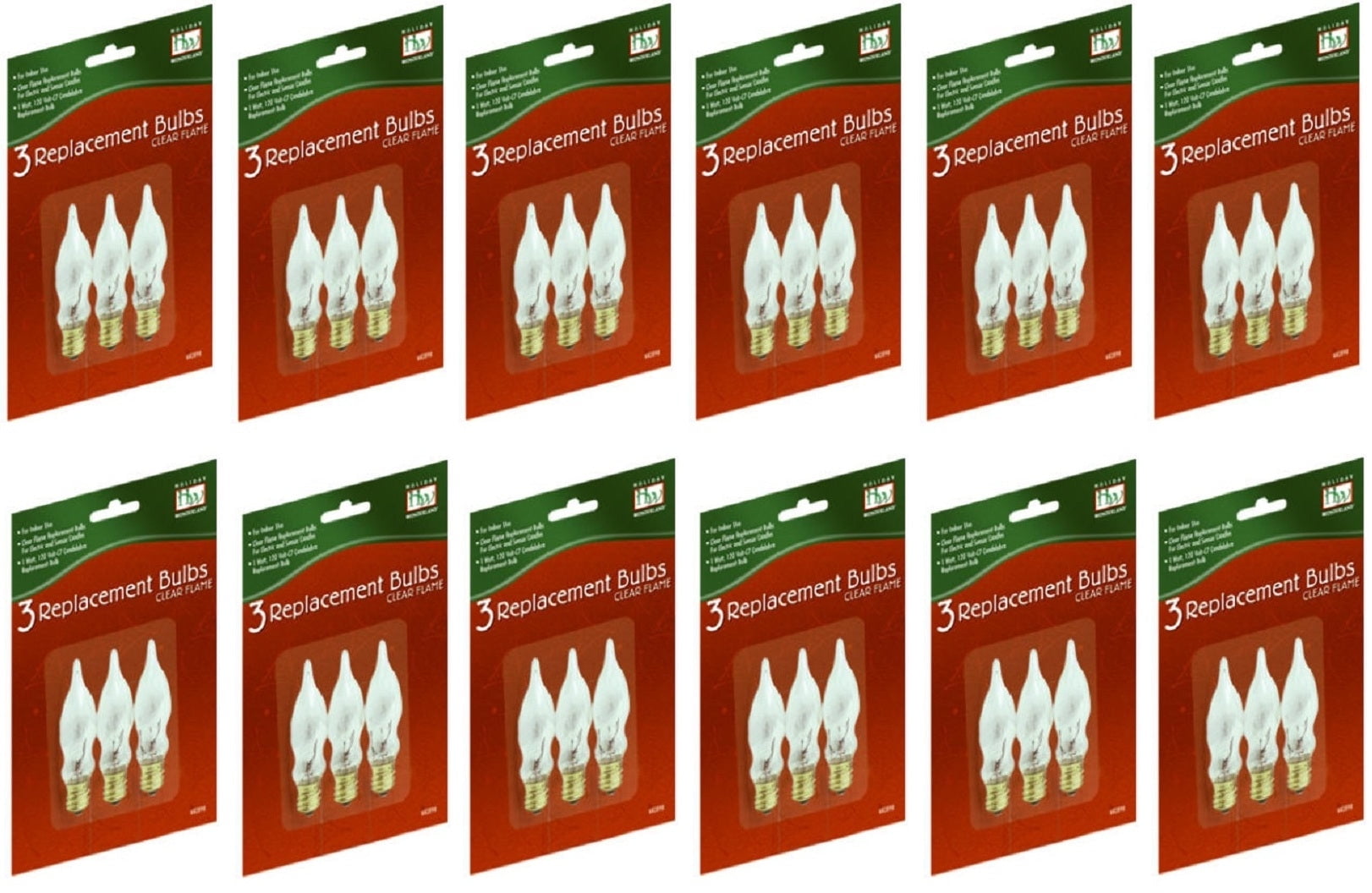 Holiday Wonderland 1078-88 3 Pack C7 Clear Flame Candle Replacement ...