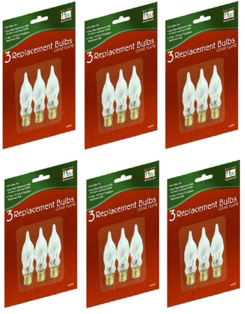 Holiday Wonderland 1078-88 3 Pack C7 Clear Flame Candle Replacement ...
