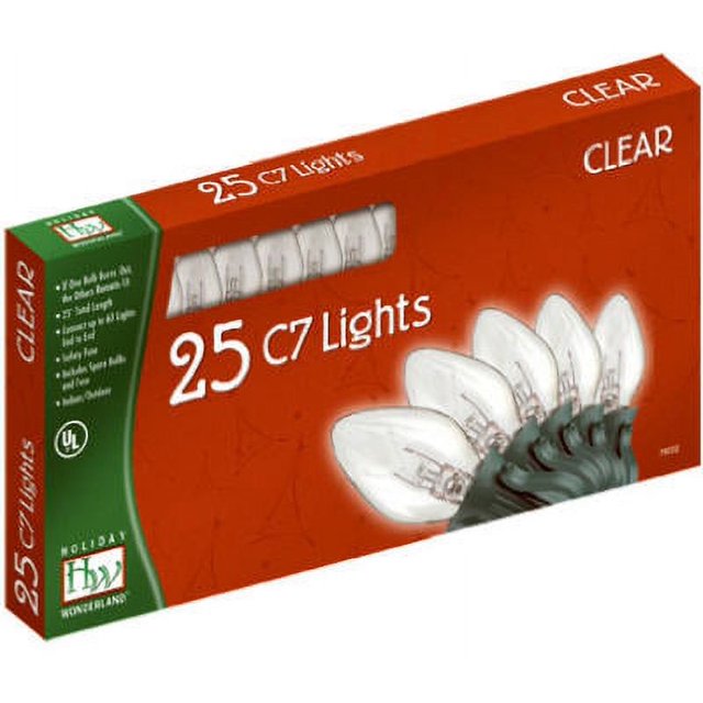 Holiday Wonderland 25 Count C7 Clear Transparent Light Set, Each ...