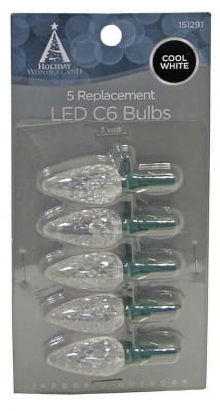 Holiday Wonderland 5 Pack Cool White C6 LED Replacement Bulb Blister C ...
