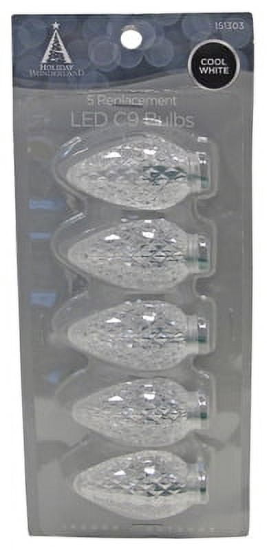 Holiday Wonderland 5 Pack Cool White C9 LED Replacement Bulb Blister C ...