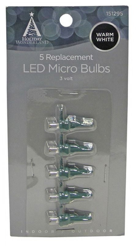 Holiday Wonderland 5 Pack Warm White Micro LED Replacement Bulb Bliste ...