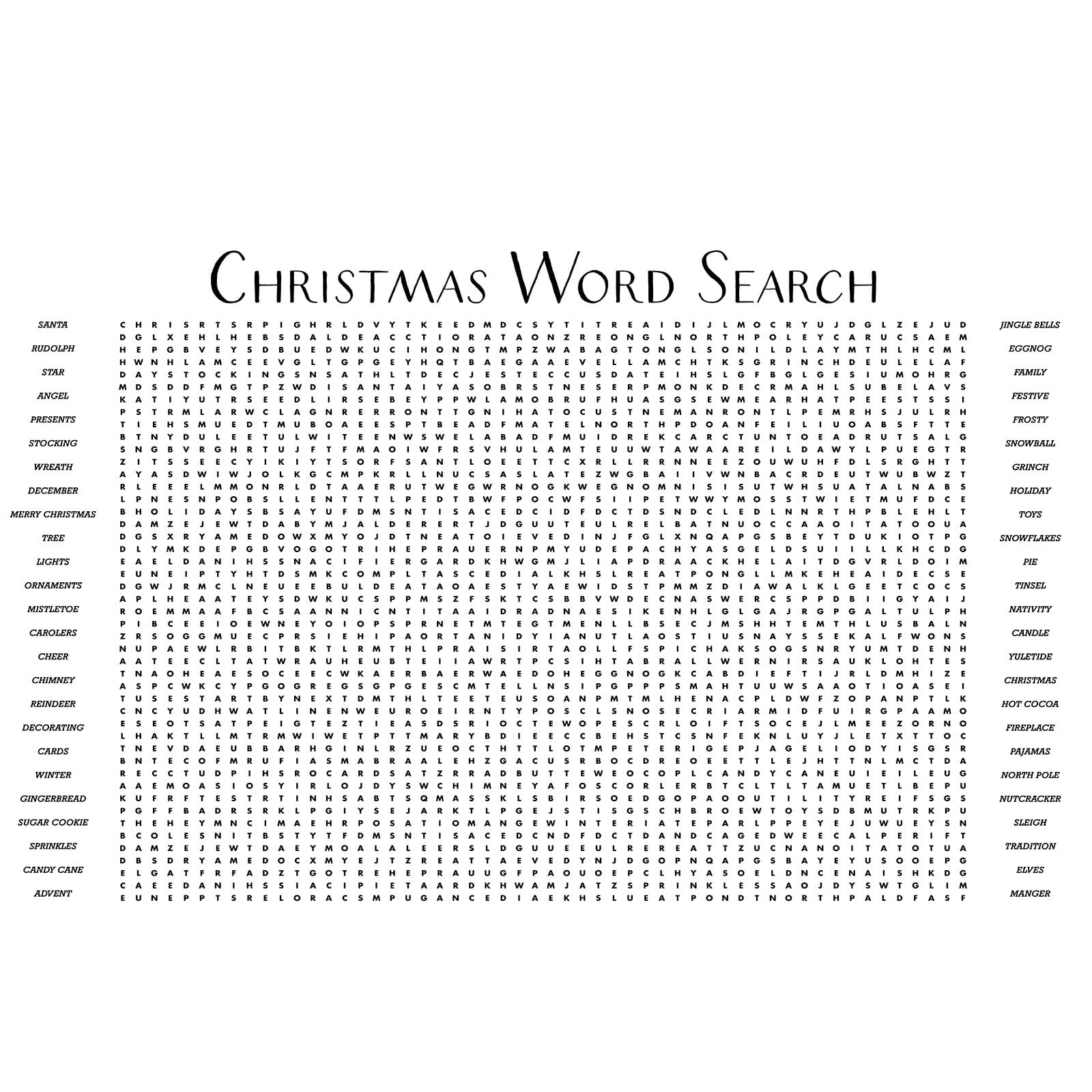 Holiday Word Search Activity Poster Large Family Fun Interactive Game ...