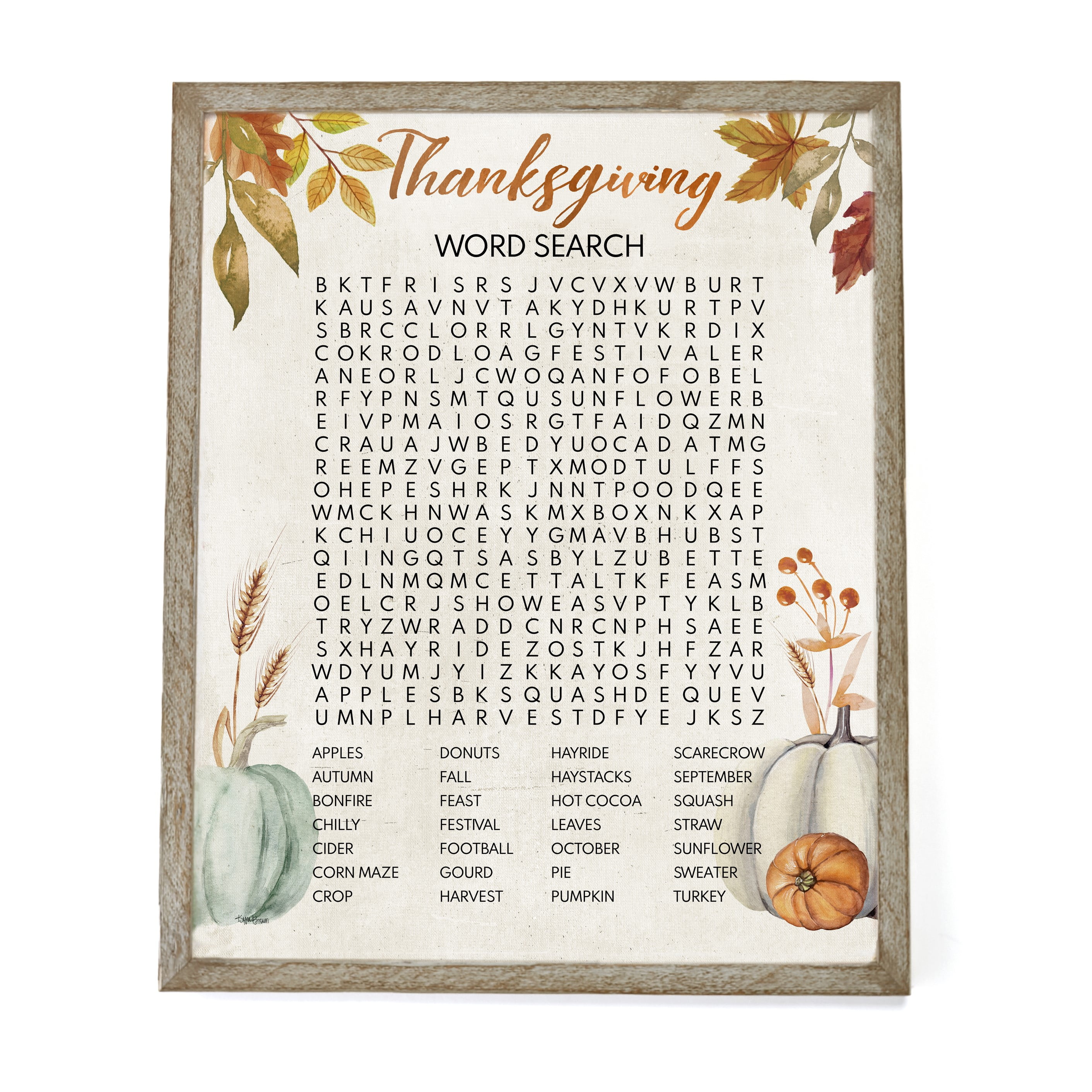Holiday Word Search Wall Art Sign with Rustic Wood Frame - Walmart.com