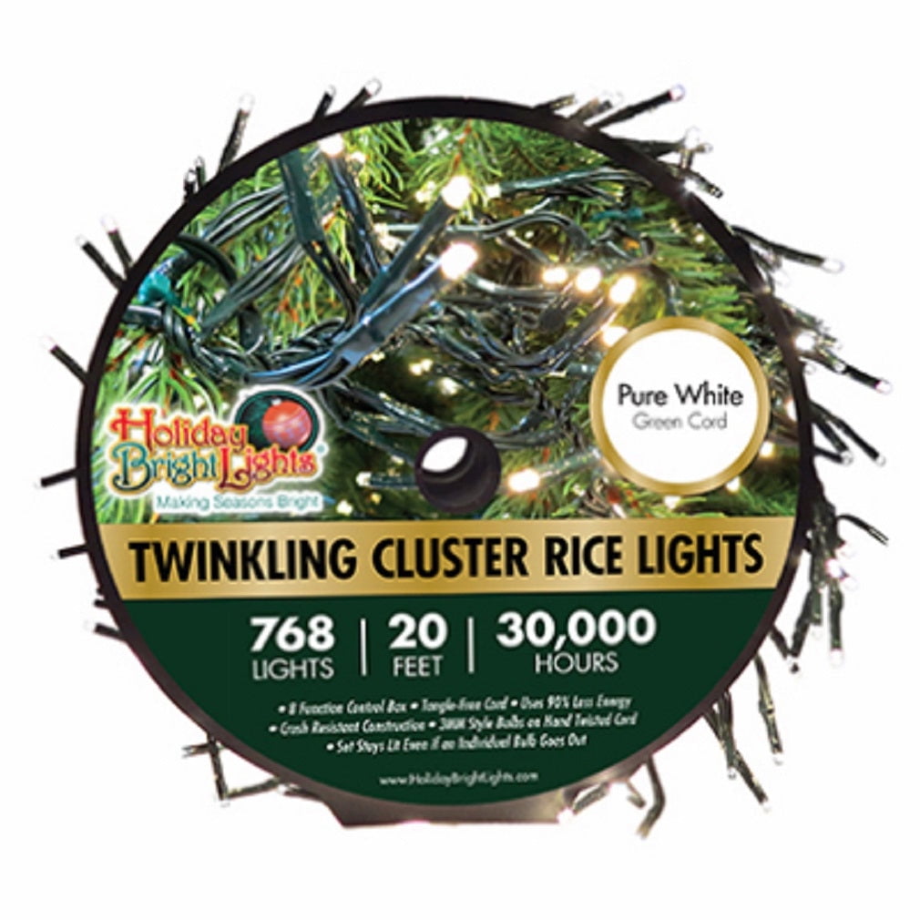 Holiday bright lights LED-3MCR768-GPW LED Cluster Rice Light Set, 768 ...