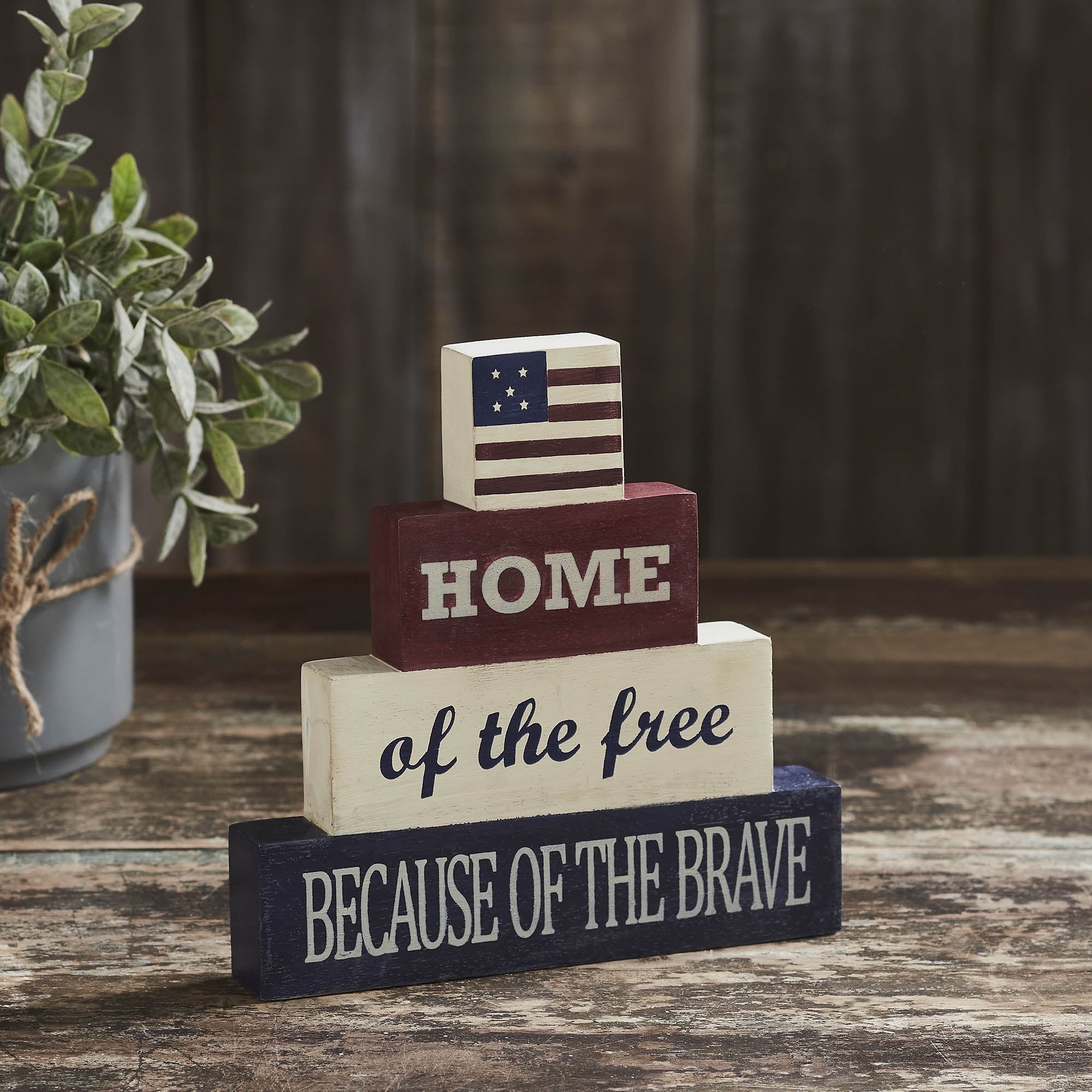 Holiday deals Patriotic Home Of The Free Wooden Block Stack 8x8x1.25 ...