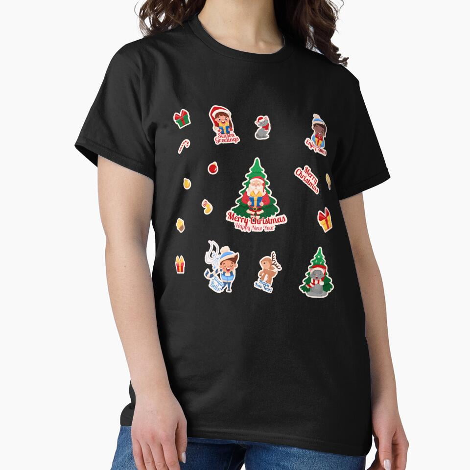 Holiday figure and elves fun festive winter cheerful Christmas tee ...
