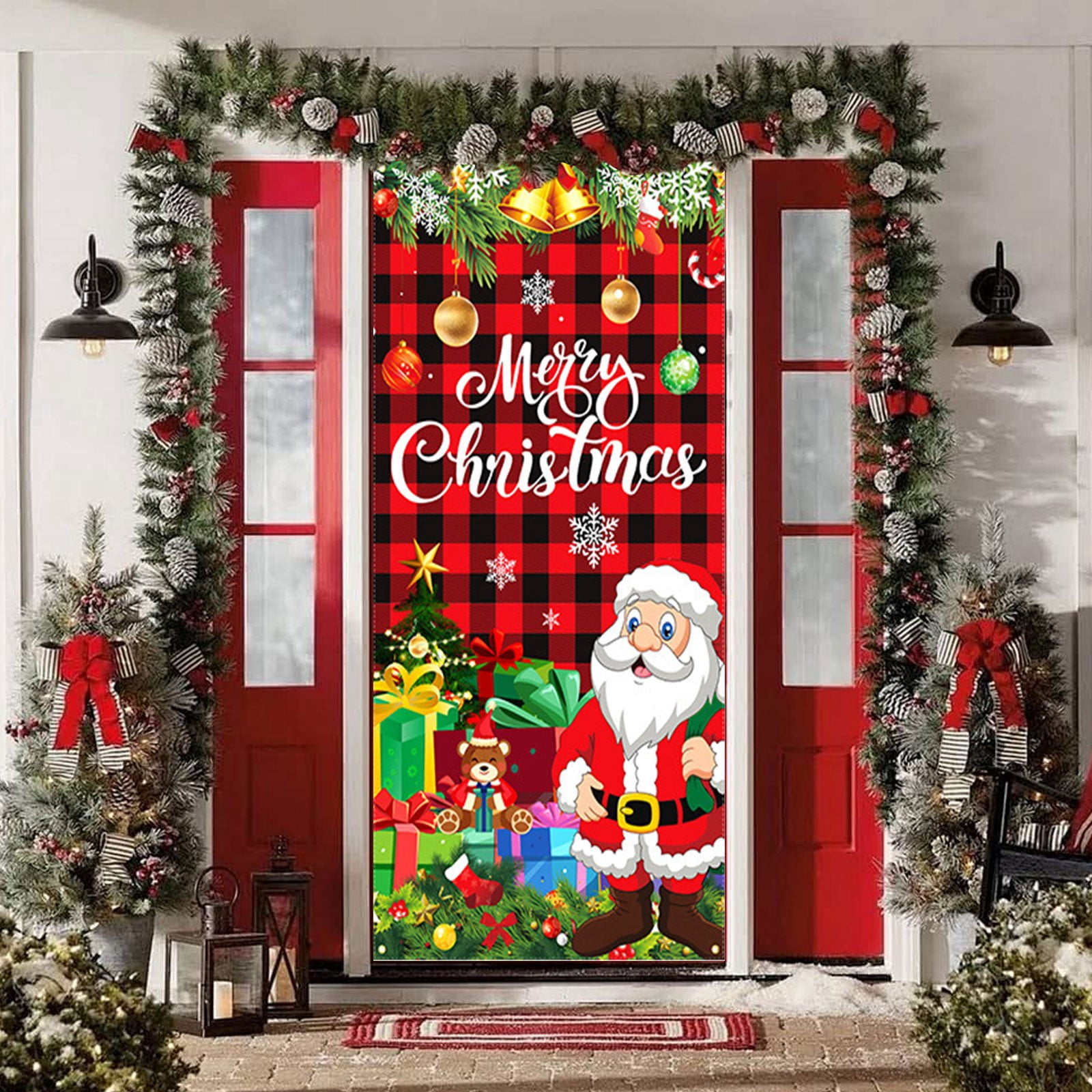 Holiday products, 2026 35 X 71 Inch Christmas Door Cover - Santa Claus ...