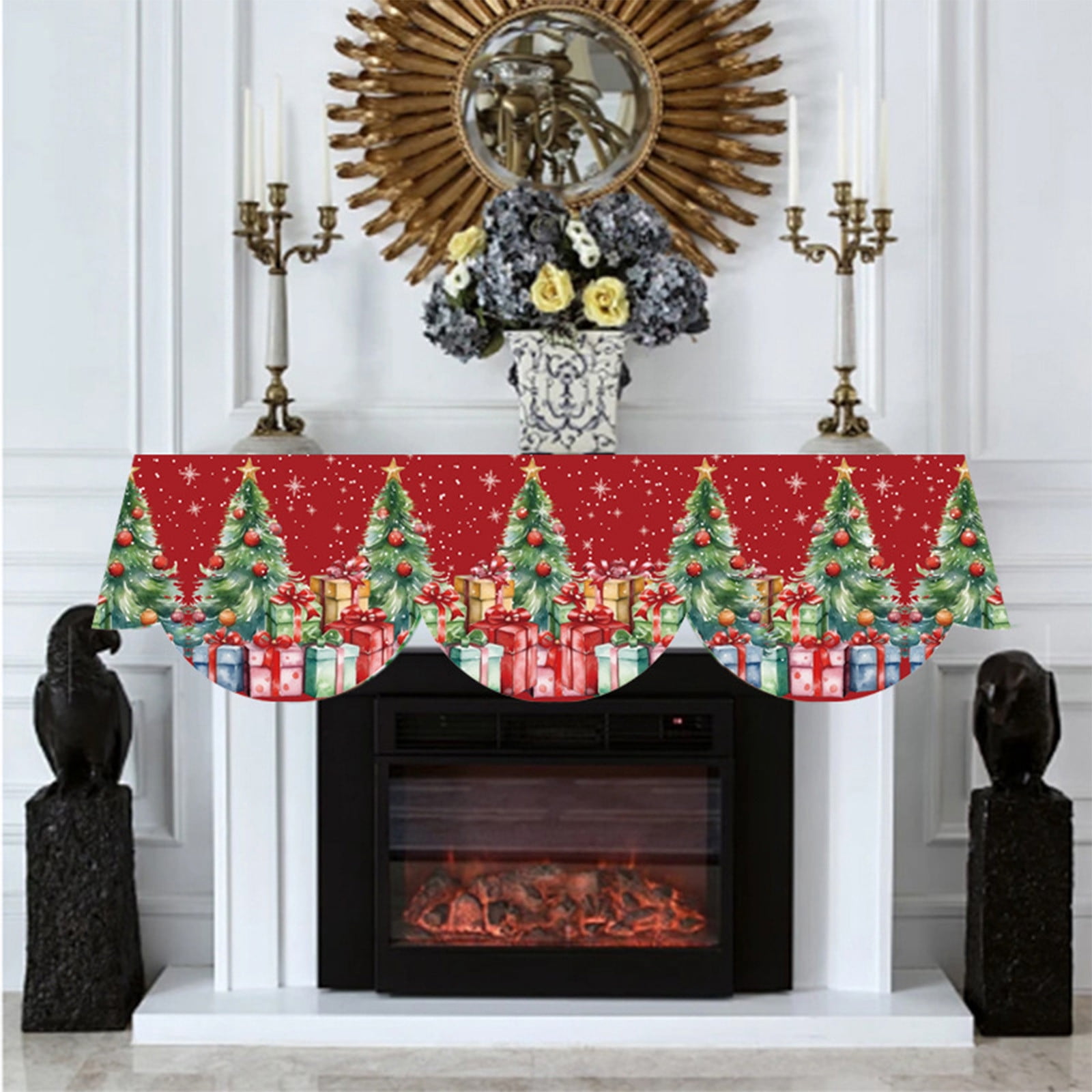 Holiday products, Winter Christmas Fireplace Mantle Banners Background ...