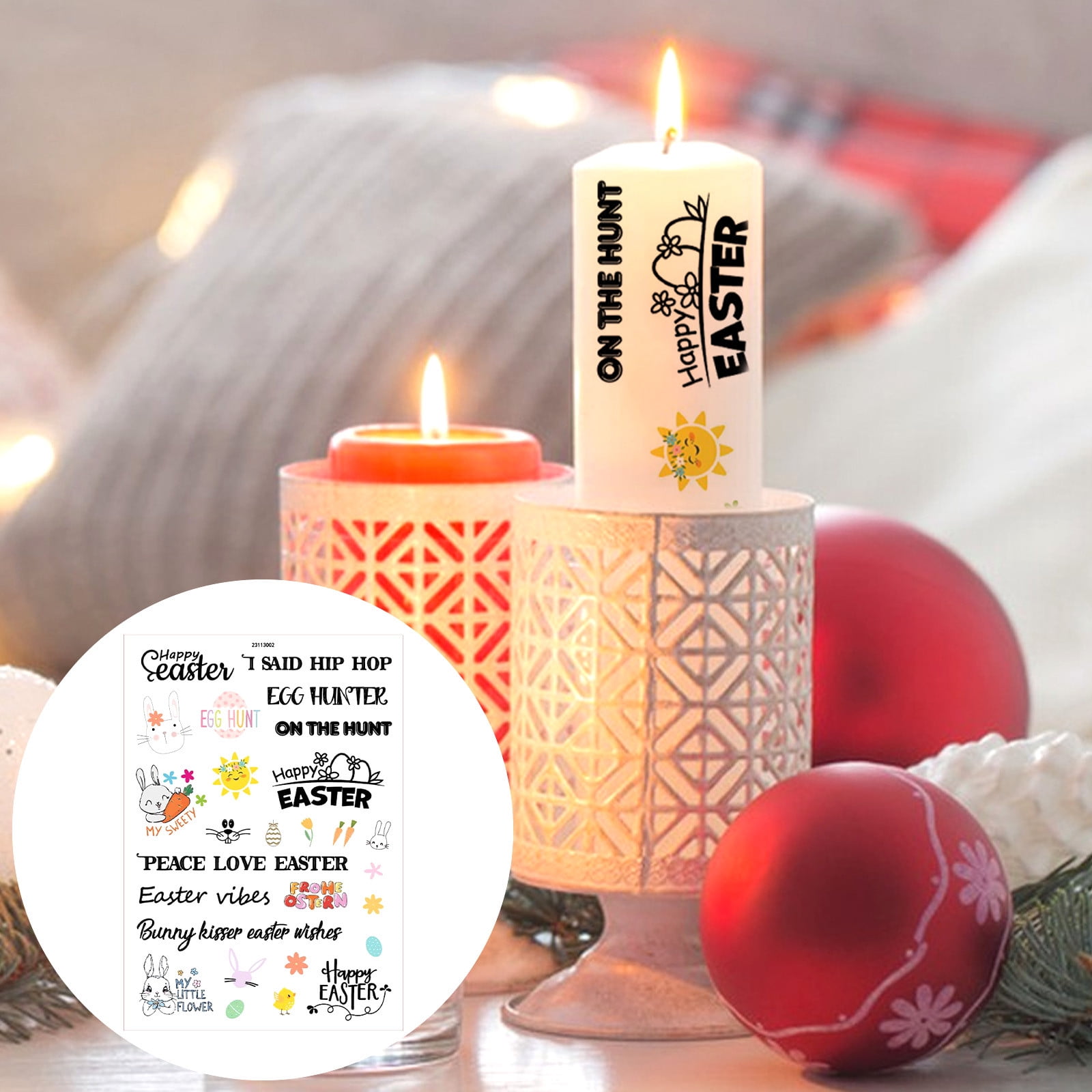 Holiday sales Lmueinov Easter Rabbit Candle Water Sticker Theme ...
