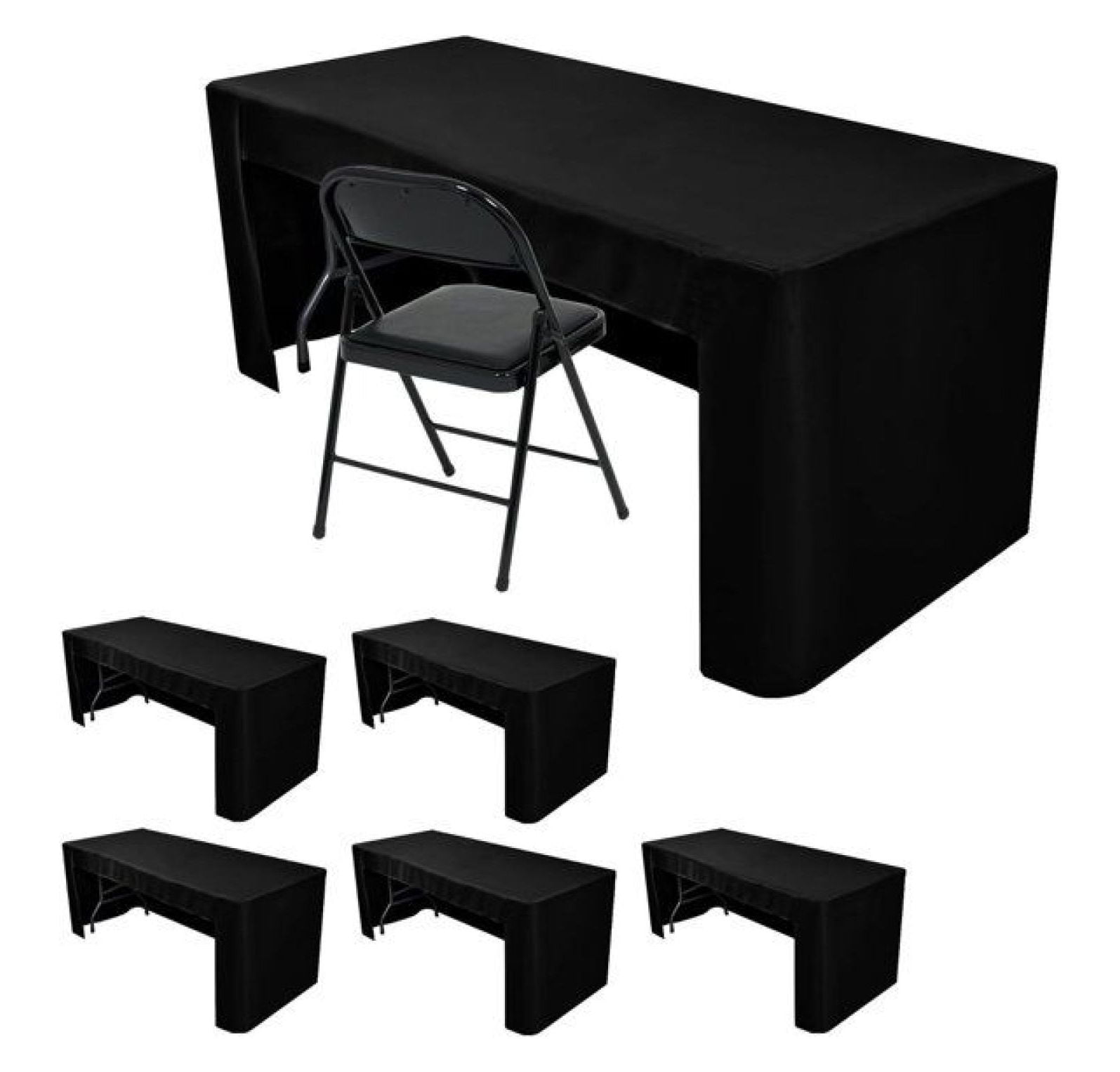 HolidayIdeas Open Back Rectangle Black Table Covers for 6 Foot Table ...
