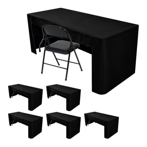 HolidayIdeas Open Back Rectangle Black Table Covers for 6 Foot Table ...