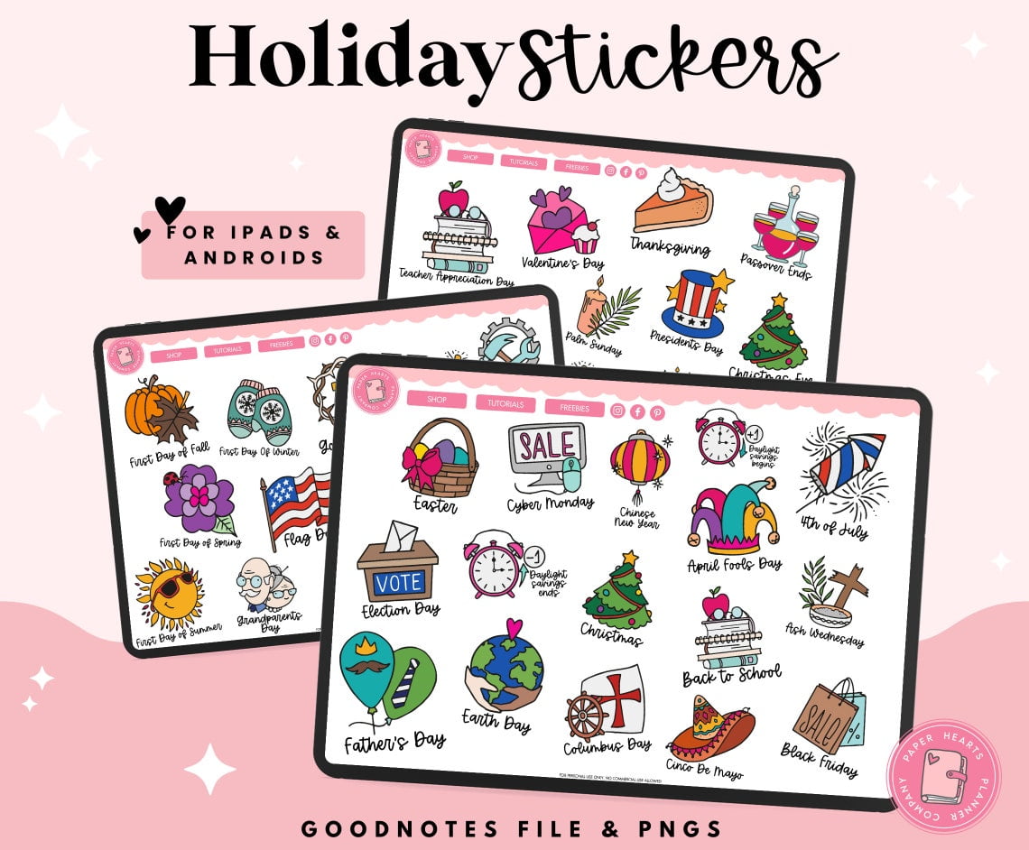 Holidays Digital Stickers, U...S.A Holiday Stickers, Goodnotes Stickers ...