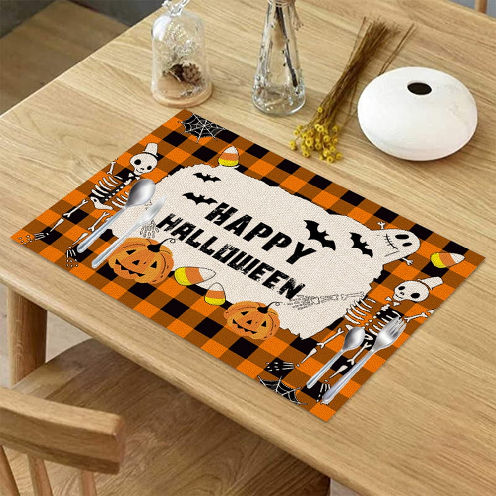 Holidays Halloween Placemats Set of 6 Full Moon 12.6 x 16.5 in Washable ...