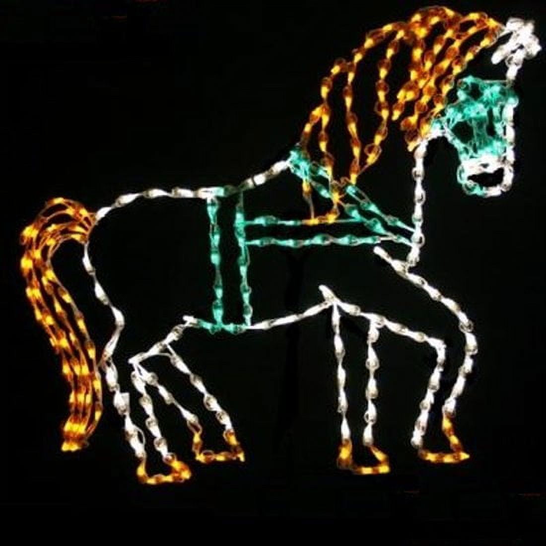 HOLIDYNAMICS LED Outdoor Metal Frame Victorian Horse Christmas Display ...