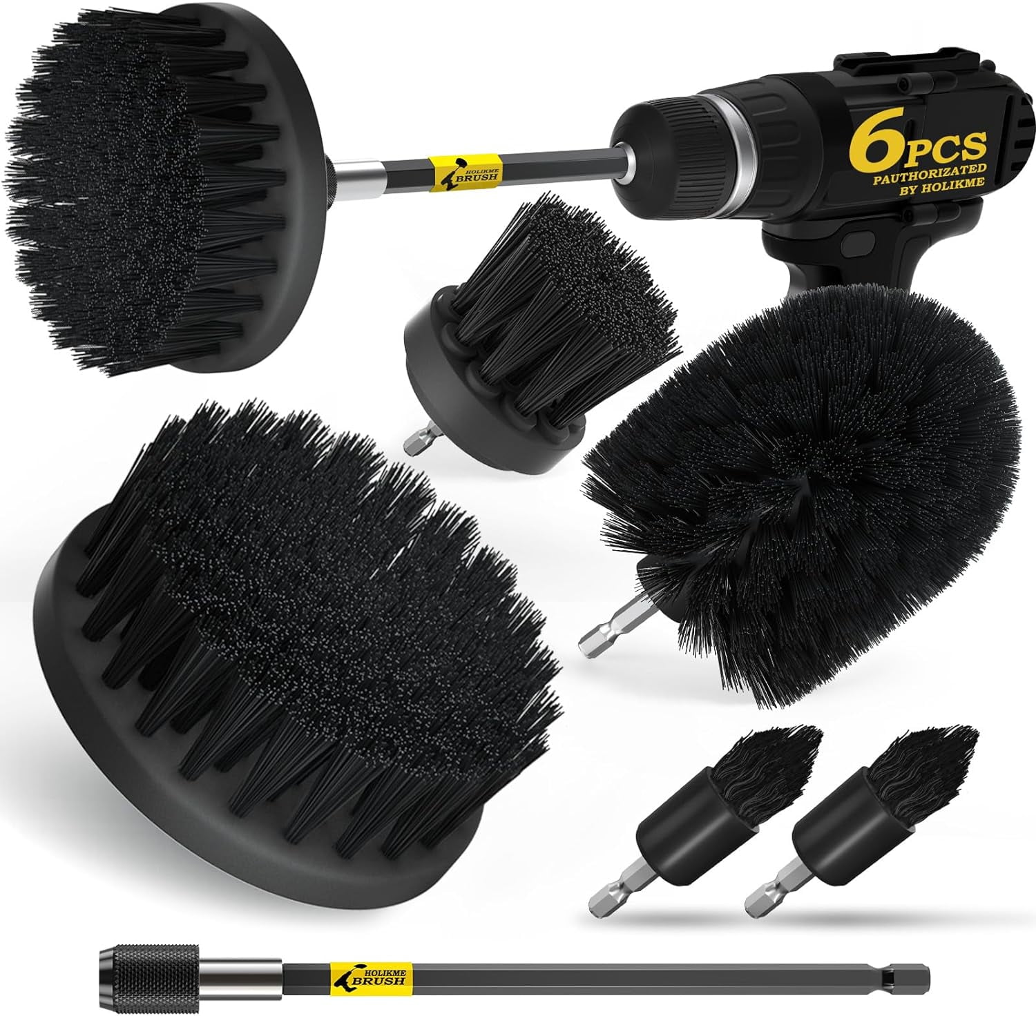 Holikme 6Pack Drill Brush Power Scrubber Cleaning Brush Extended Long ...
