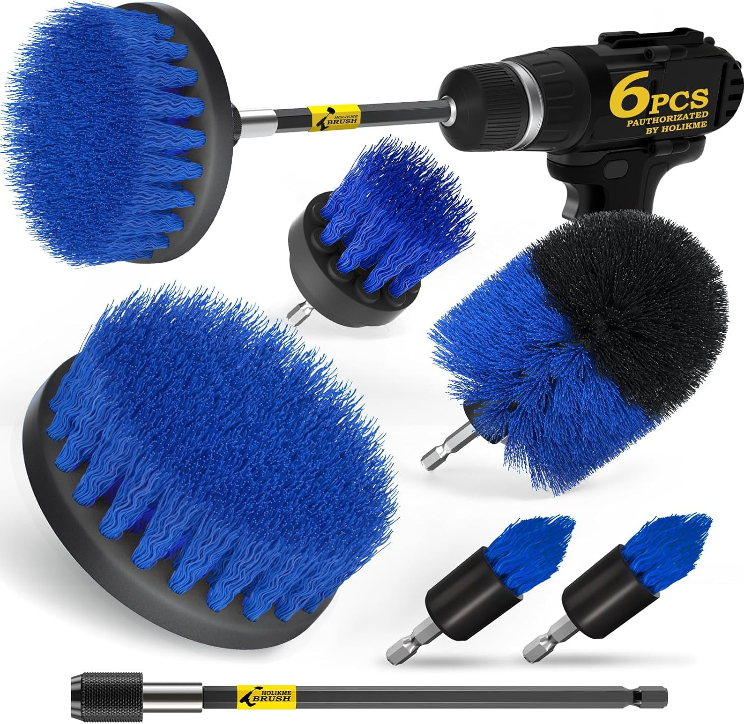 Holikme 6Pack Drill Brush Power Scrubber Cleaning Brush Extended Long ...