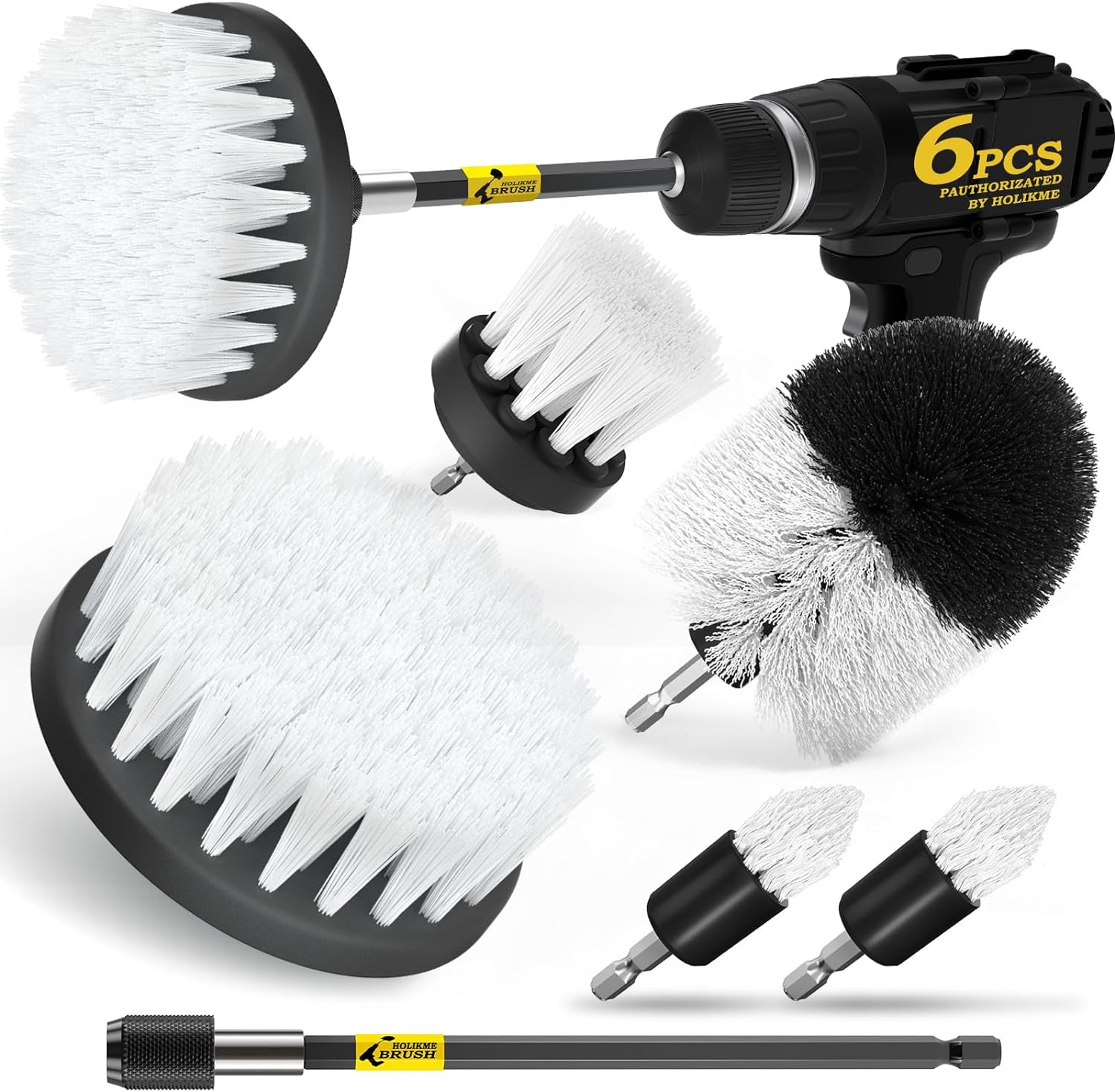 Holikme 6Pack Drill Brush Power Scrubber Cleaning Brush Extended Long ...